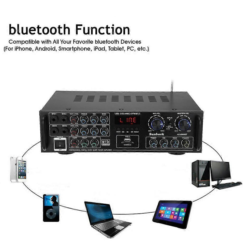 Home 800W AV-6060BT HIFI Digital Amplifier Bluetooth 50 Audio Power Car ...
