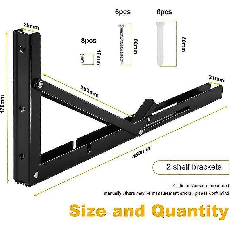 Black Wall Folding Bracket Parts, 450 X 170mm Folding Console Bracket ...