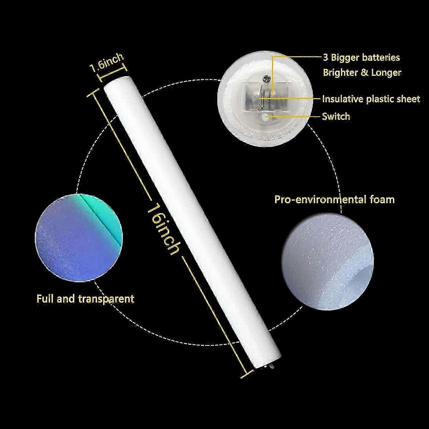 LED Foam Sticks,12 Pcs Multicolor Glow Sticks Party Pack Glow Batons ...