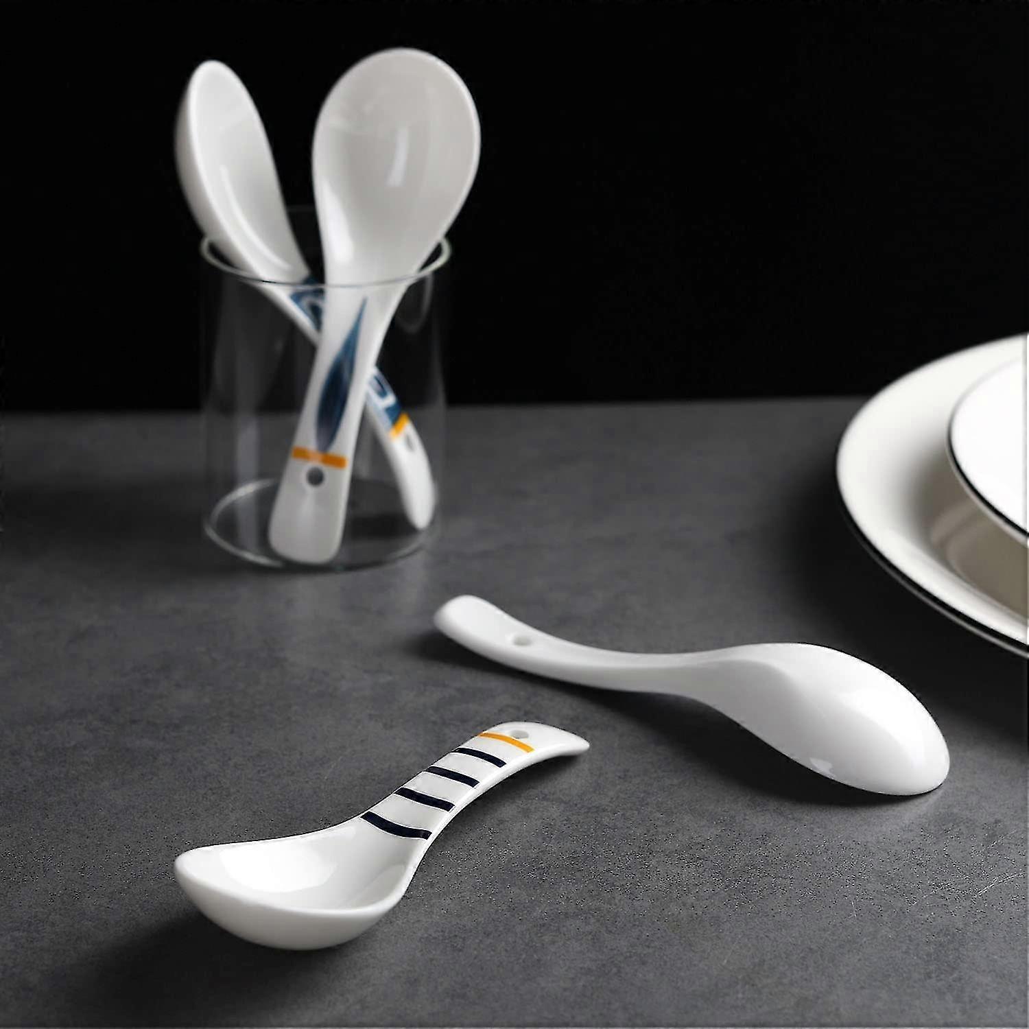 Ceramic Asian Soup Spoons Set Of 4 Japanese Ramen Soup Spoons Porcelain ...