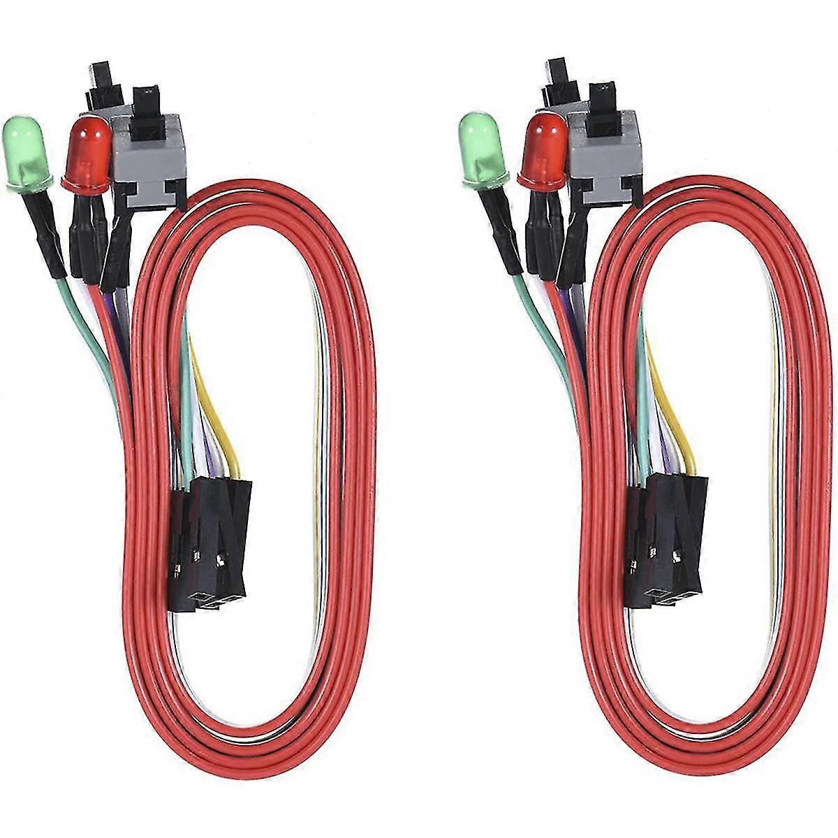 4pcs Computer Case Atx Power On Off Reset Switch Cable With 2 Led Light ...