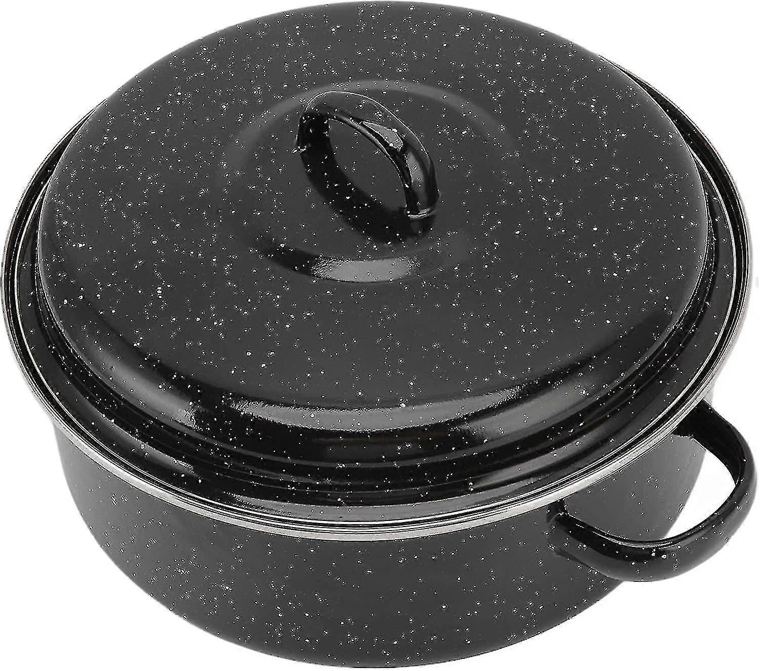 Covered Round Roaster, Non Stick Roasting Pan With Lid And Shelf,enamel ...