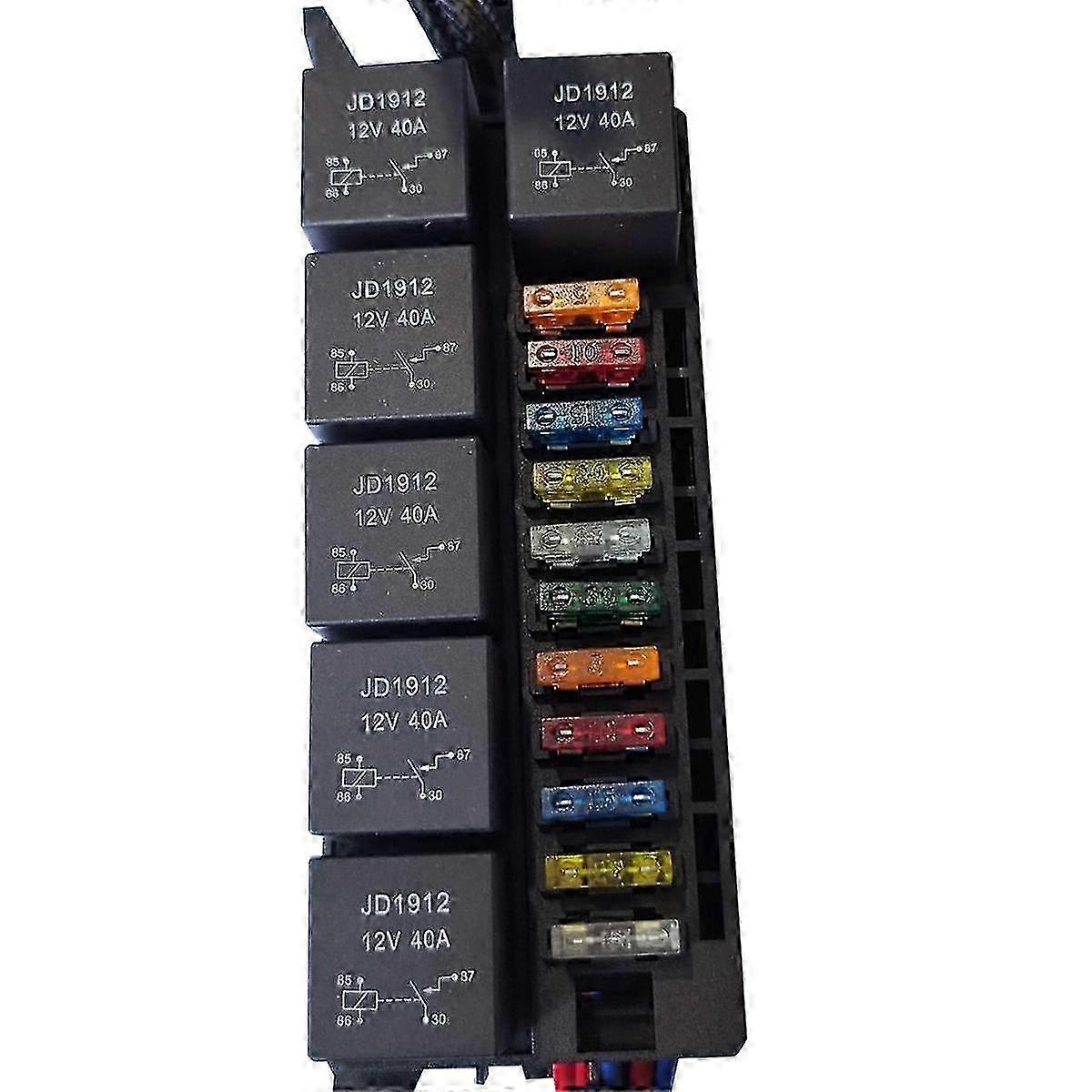 Fuse Relay Box Pre-Wired Fuse and Relay Box with 6 Relays and 11 Way ...