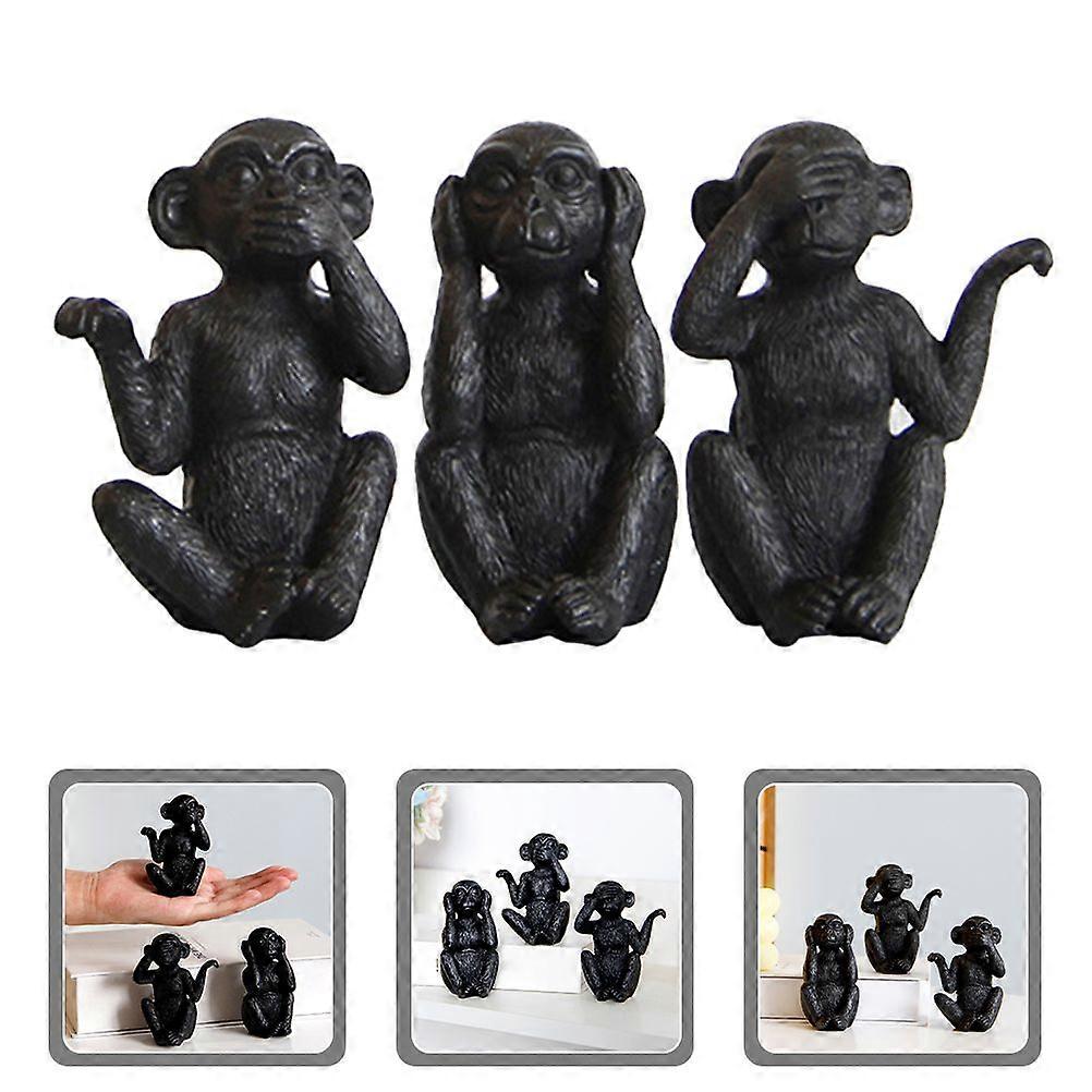 3pcs Resin Monkey Figurine Cute Animal Shaped Statue Resin Monkey ...