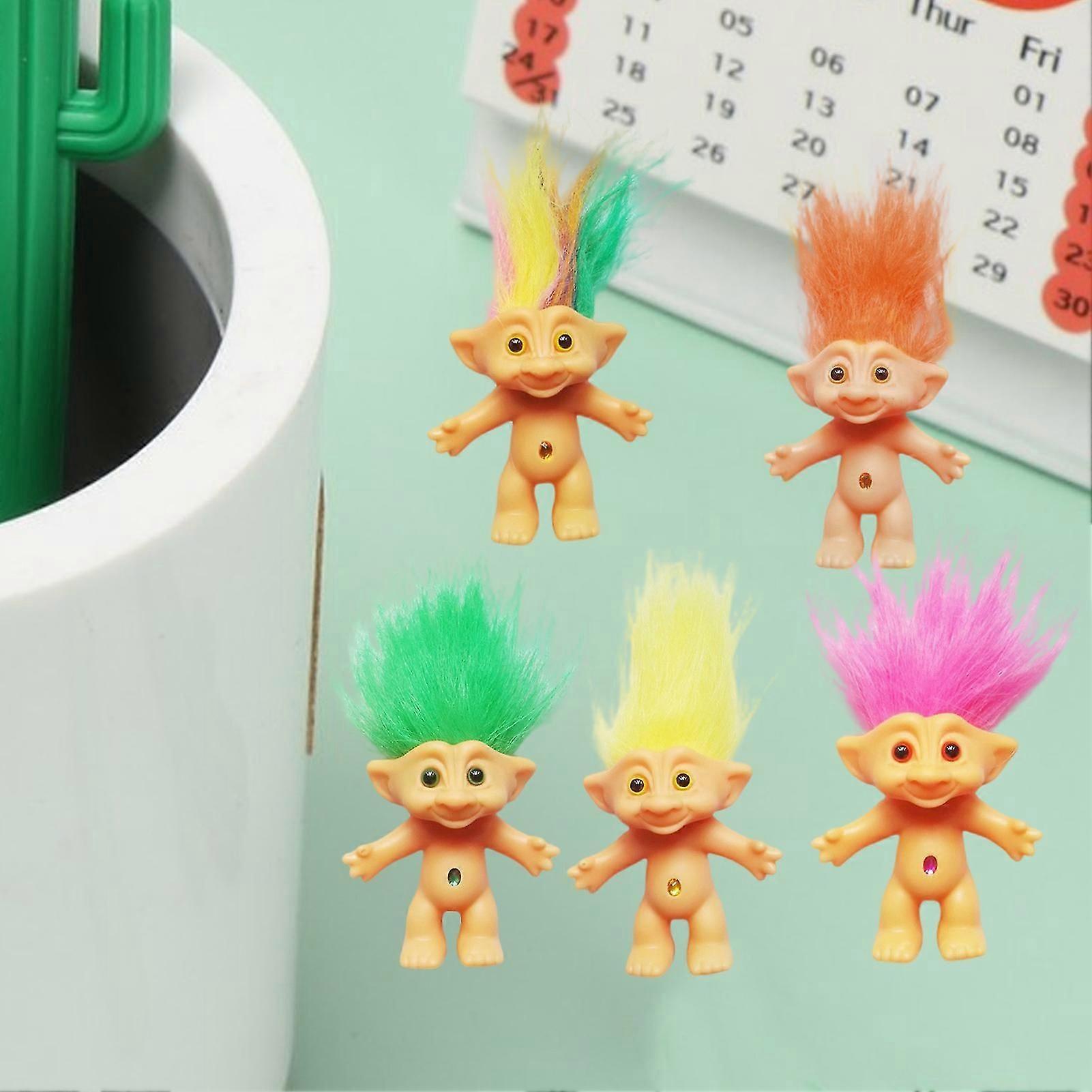 10cm Troll Doll Model Colored Long Hair Dam Doll Miniature Figurine ...