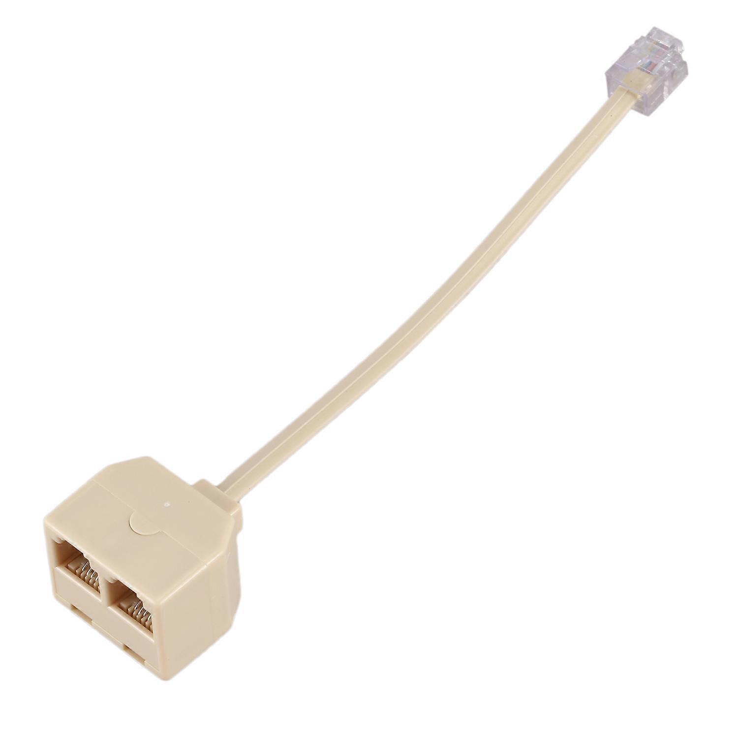 RJ11 6P4C 2 Way Outlet Telephone Jack Line Splitter Adapter Beige ...