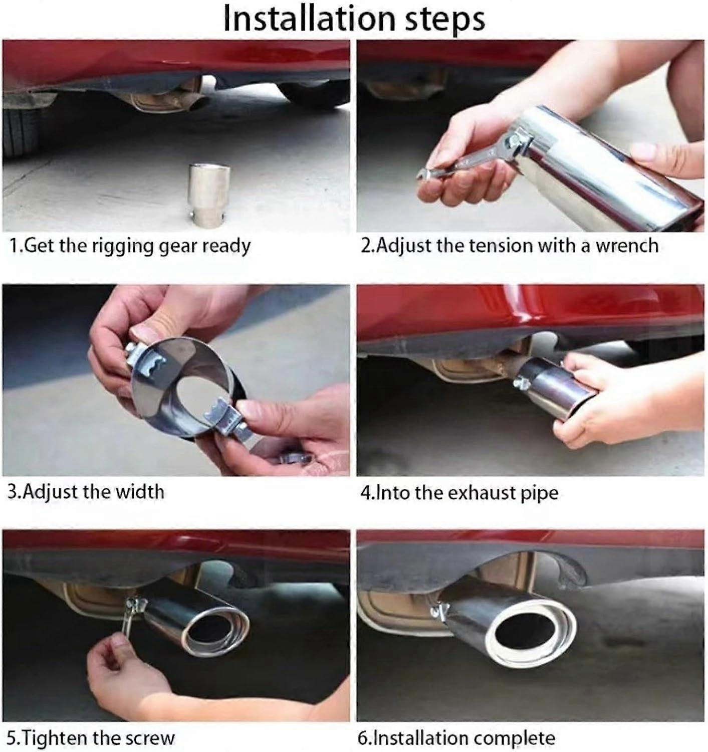 Universal 60mm Silver Car Exhaust Tip Stainless Steel Muffler Tail Pipe ...
