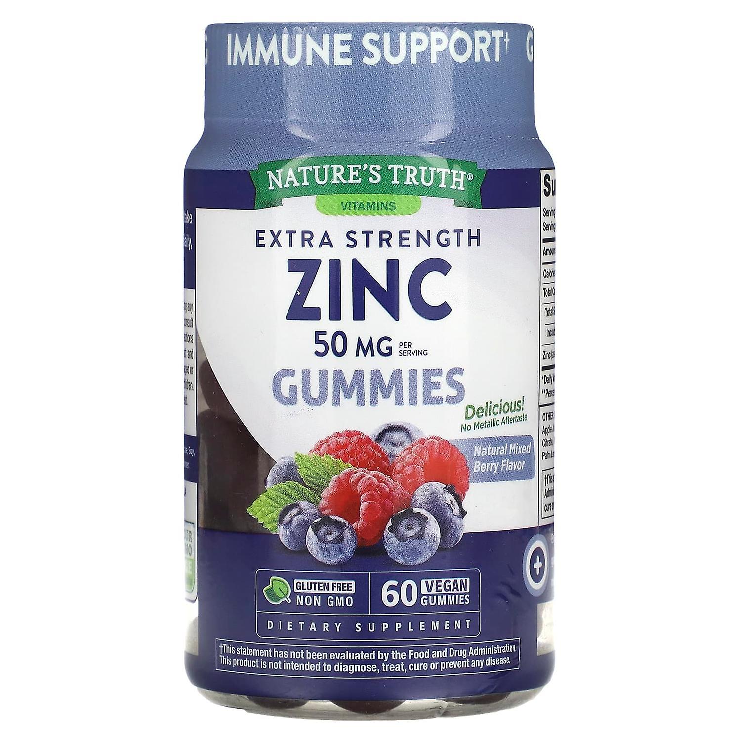 Nature's Truth, Extra Strength Zinc, Natural Mixed Berry, 50 mg, 60 ...