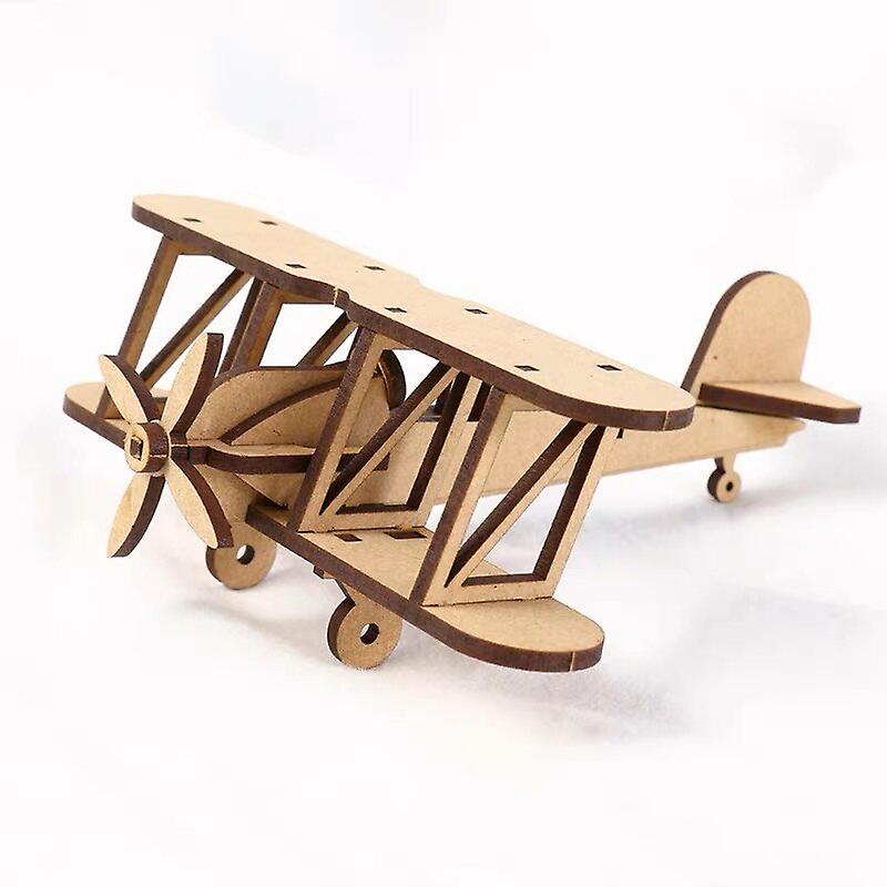Diy Color Wooden Biplane Model Puzzlekits Kids Jigsaw 3d Craft ...