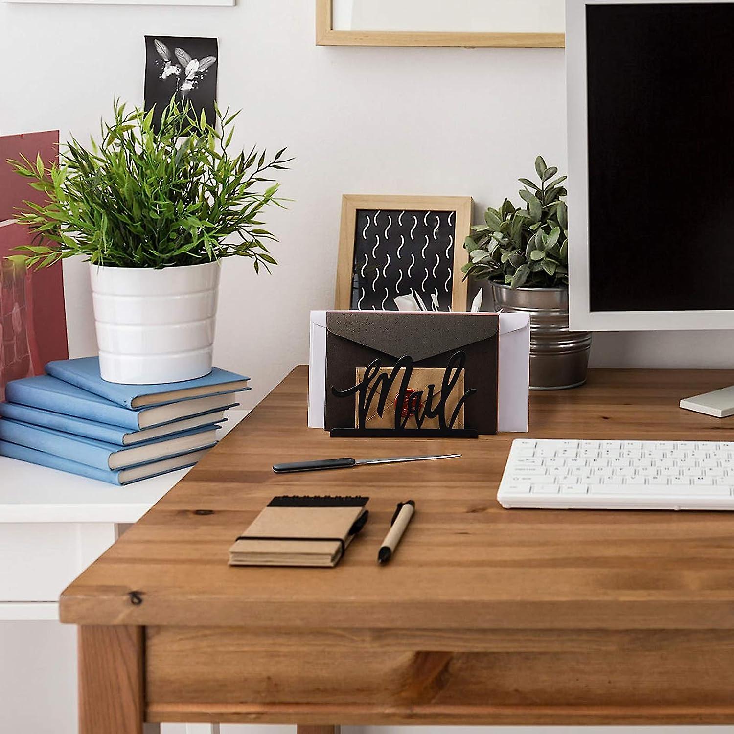 Mail Holder Black Metal Letter Sorter Mail Cutout Organizer Mail Letter ...