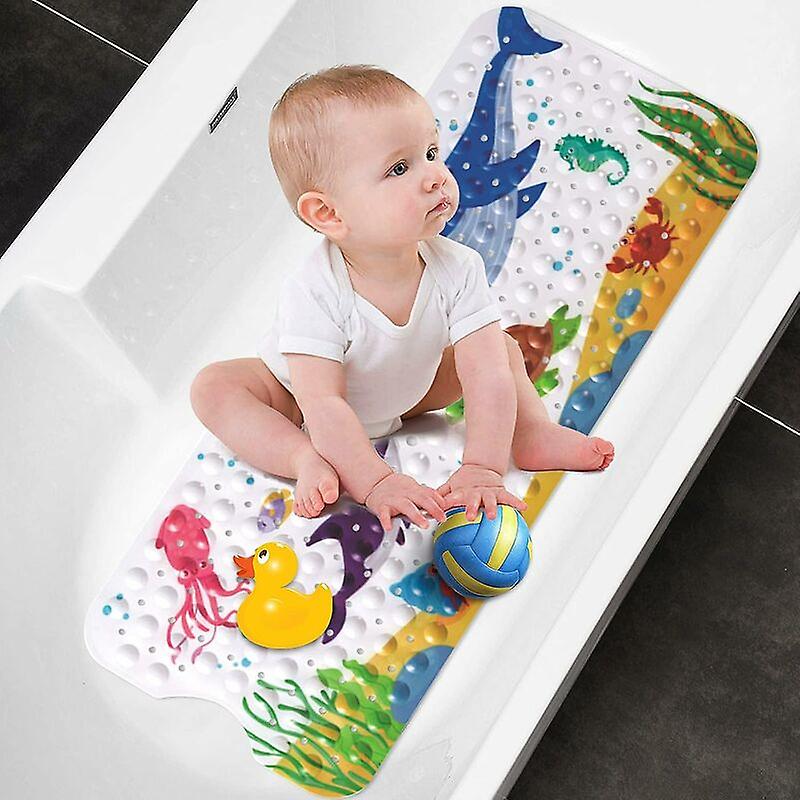 Non-Slip Bath Mat,100 x 40cm Bathtub Mat,Cartoon Baby Bath Mat,Shower ...