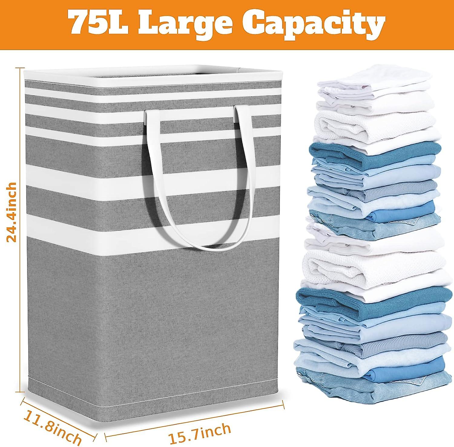 Laundry Basket, 3-pack 75l Waterproof Laundry Hamper, Collapsible ...