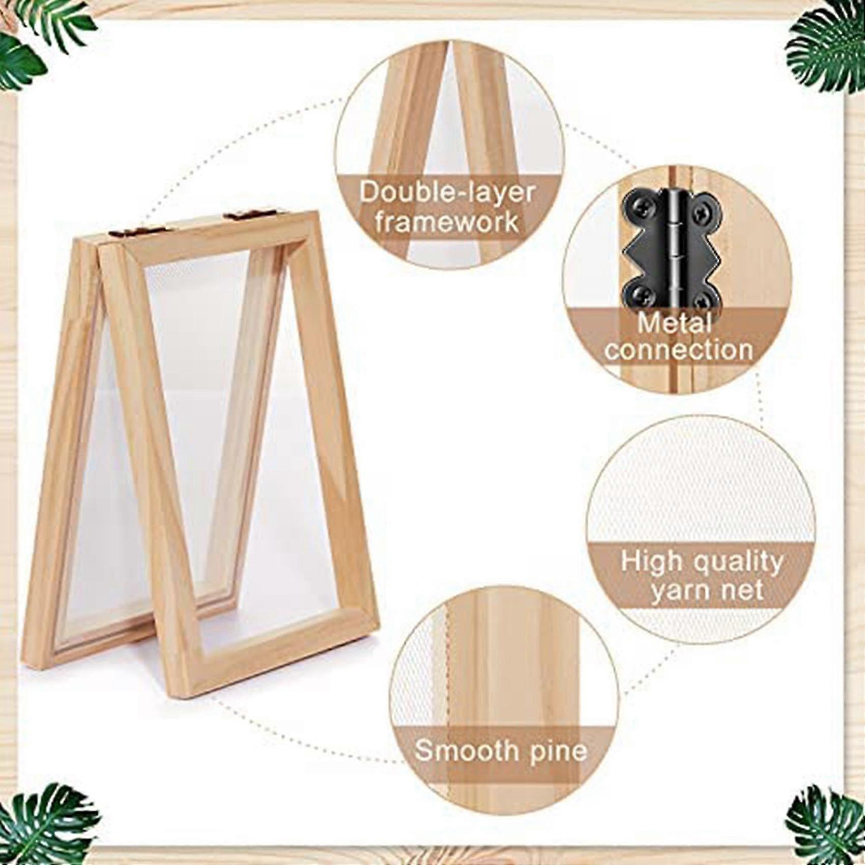 3 Pieces Paper Wooden Paper Mold Making Screen Kit 3 Size Frames for ...