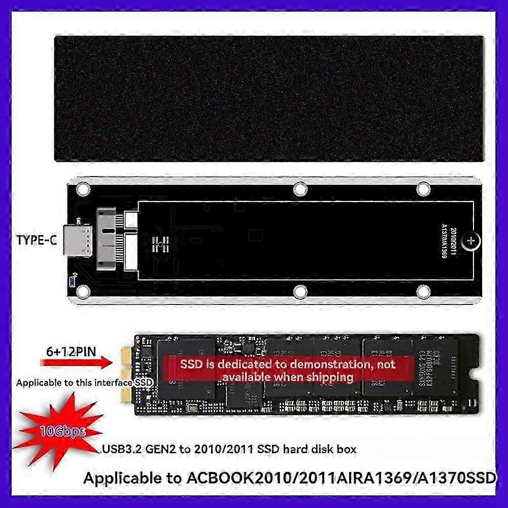 For 2010 2011 Air A1369 A1370 SSD Case USB3.2 GEN2 to 12+6Pin M.2 SATA ...