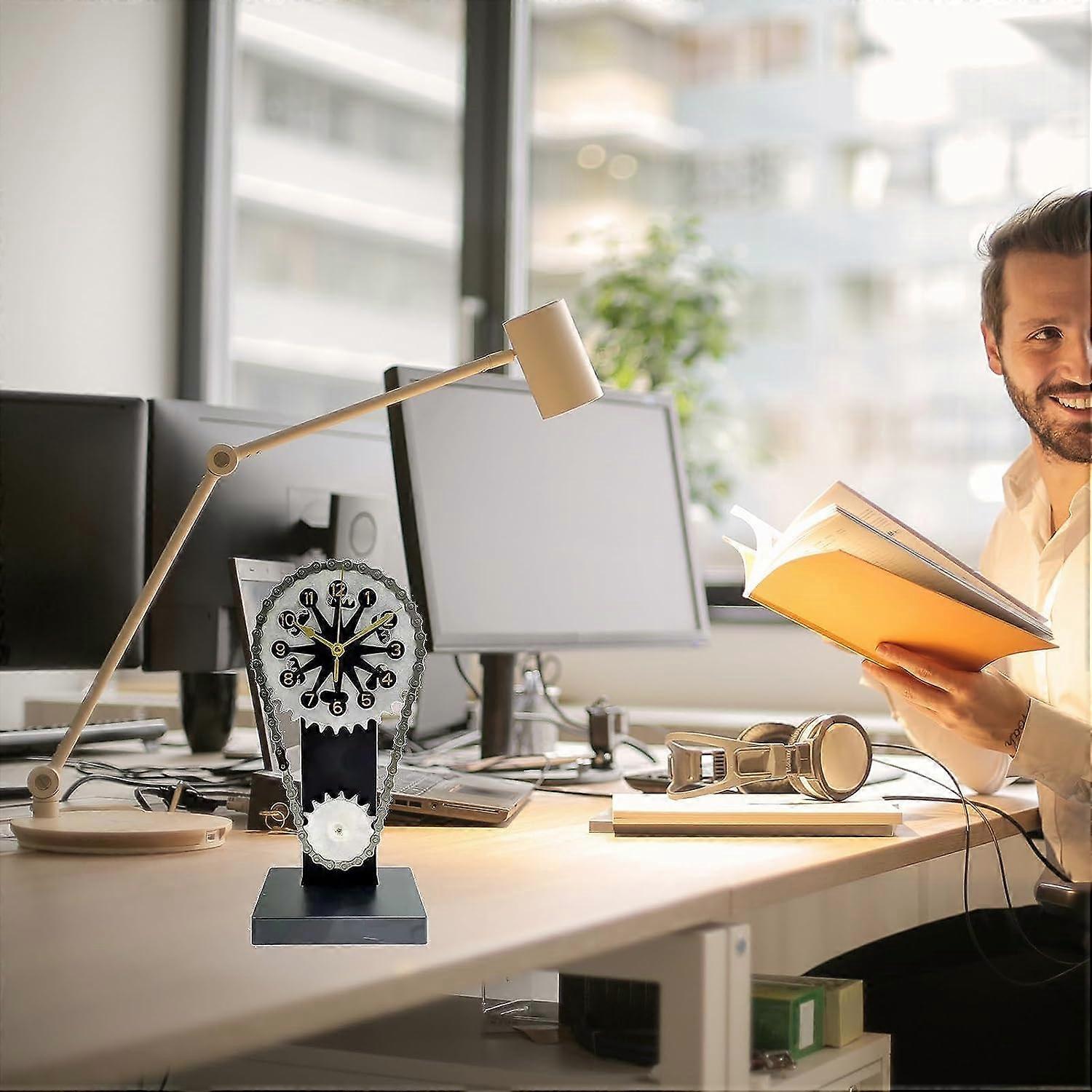 Vintage Rotating Gear Clock Table Clock, Steampunk Clock with Moving ...