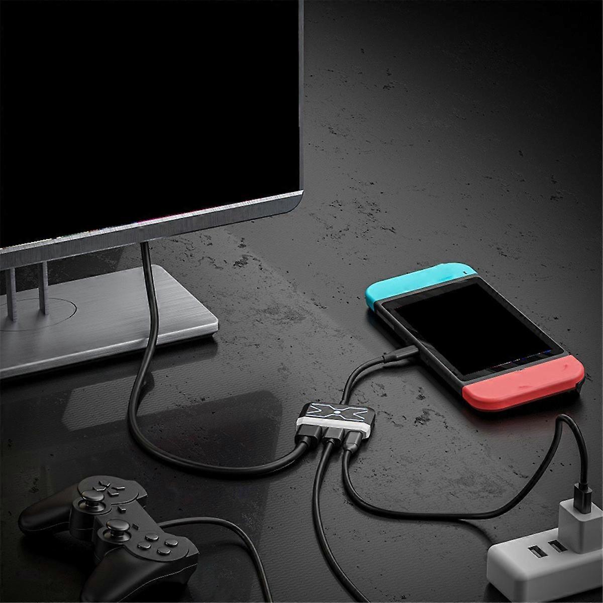 Type-C to -Compatible 3-In-1 Hub Docking Station Switch Base Screen ...