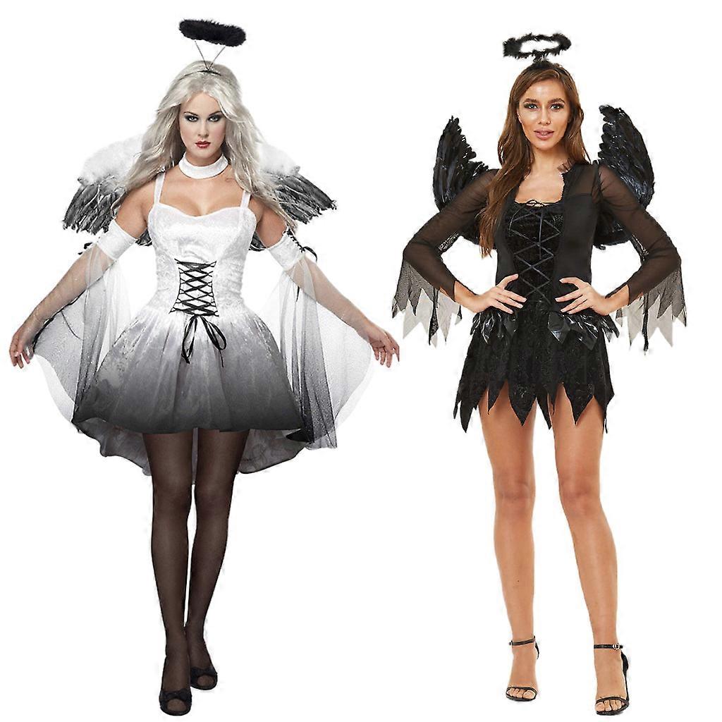Women Fallen Angel Costume Set Corset Dress Cosplay Party Dress Up ...