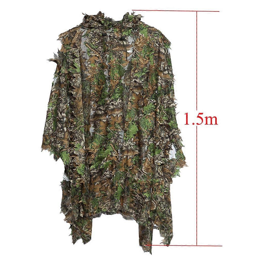 Tactical Gear 3D Leaves Camouflage Woodland Poncho Cloak Ghillie Suits Outdoor Clothing for ...