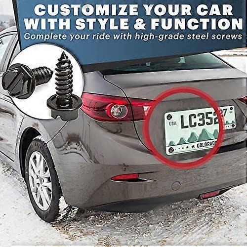 Black Number Plate Screw Kit - 4 Piece Set of Fasteners for Front and ...