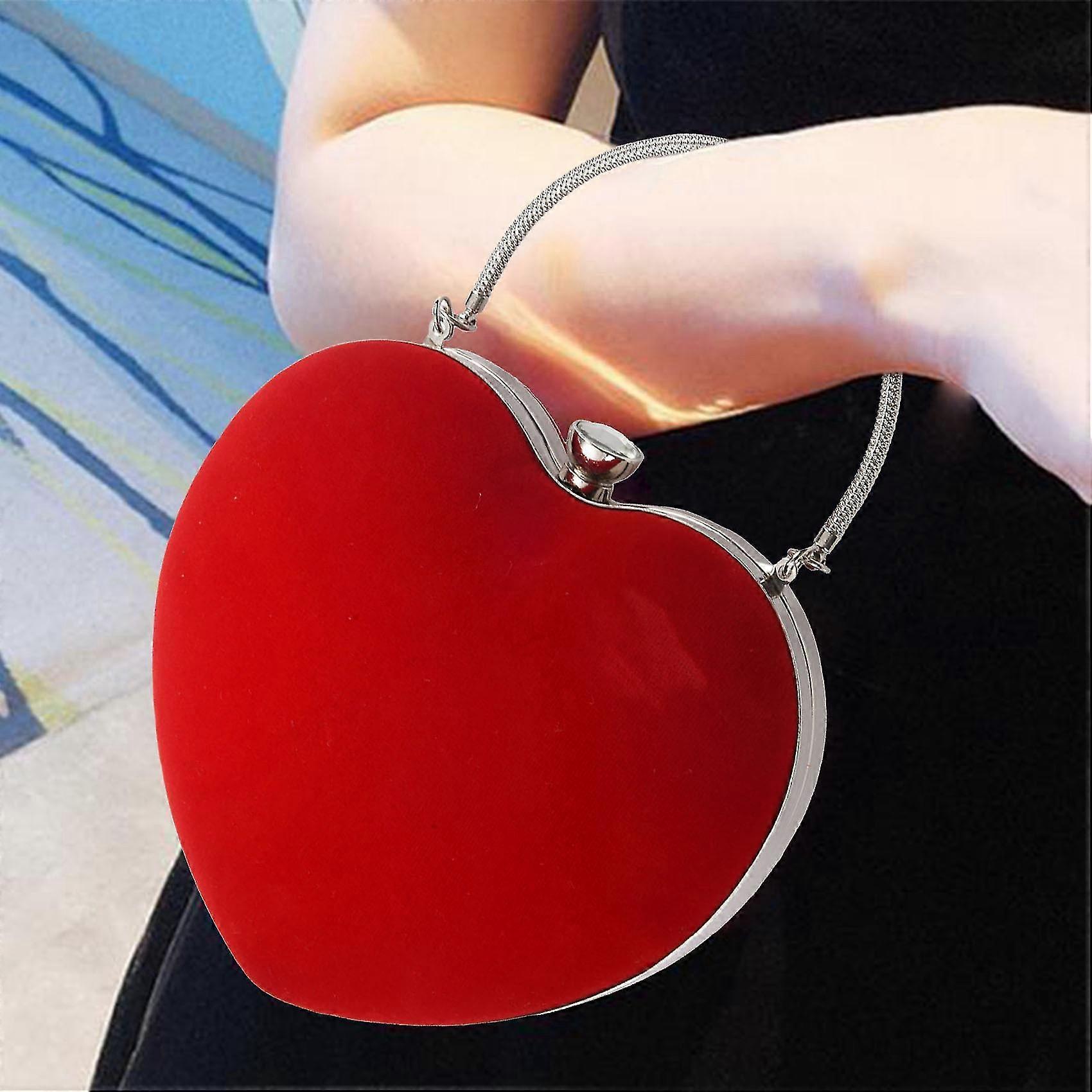 Heart Shaped Diamonds Women Evening Bags Chain Shoulder Purse Day ...