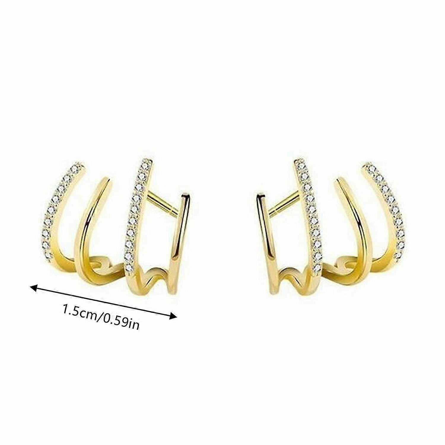 1 Pair Rhinestone Needle Stud Earrings Shiny Four Claws Earring ...