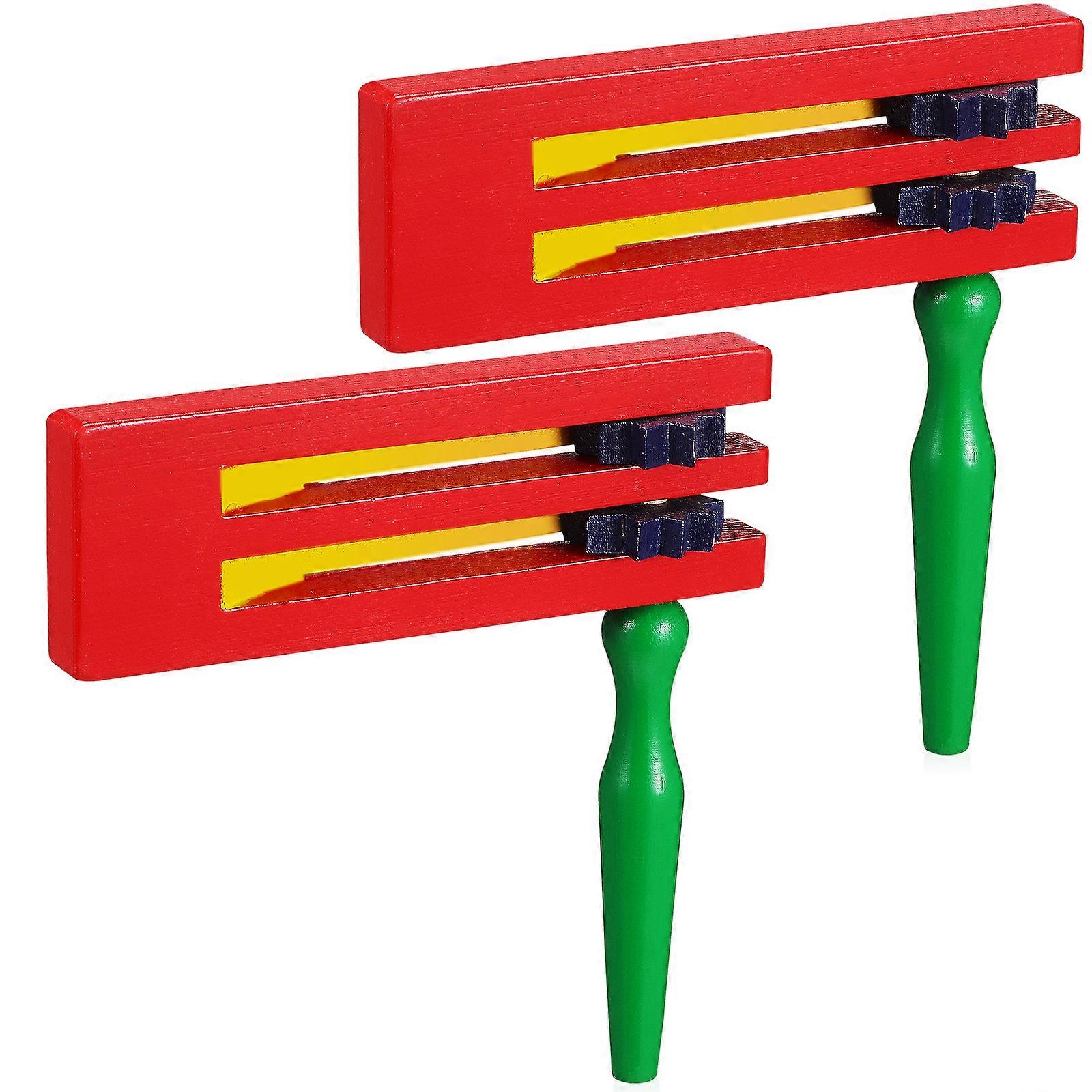 2 Pcs Wooden Ratchet Sound Toys Double Layered Wood Matraca Rotating ...