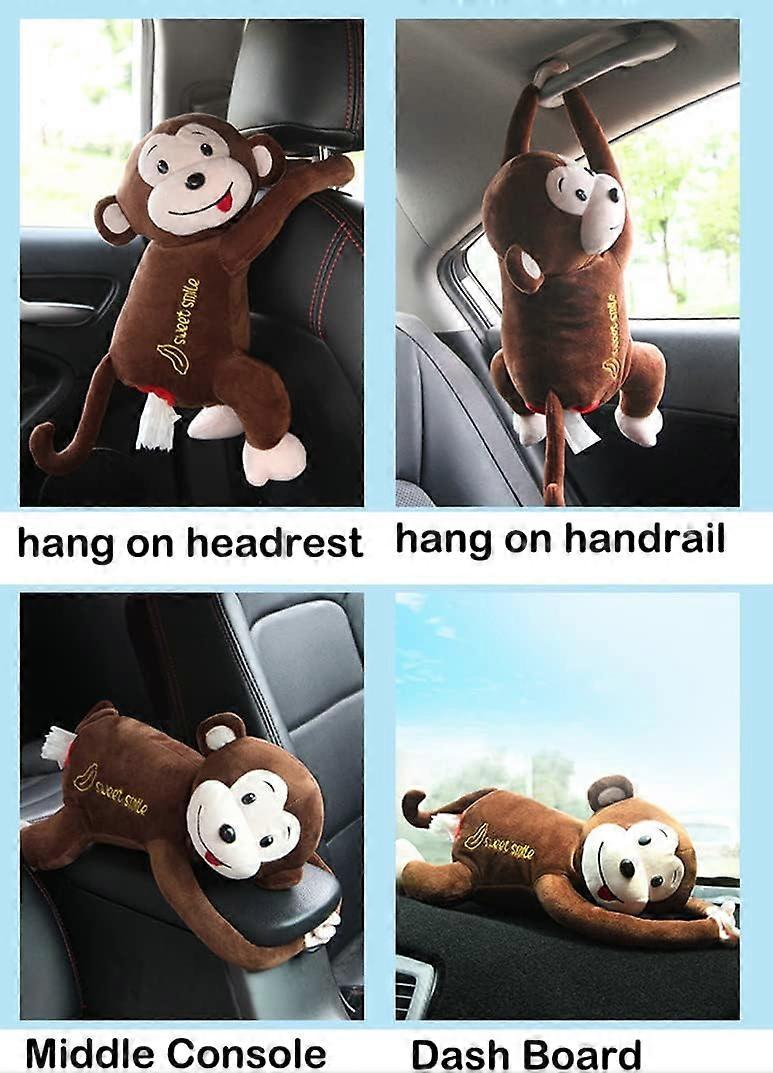 Banana Monkey Plush Tissue Box Cover for Car, Home, Decorative Holder ...