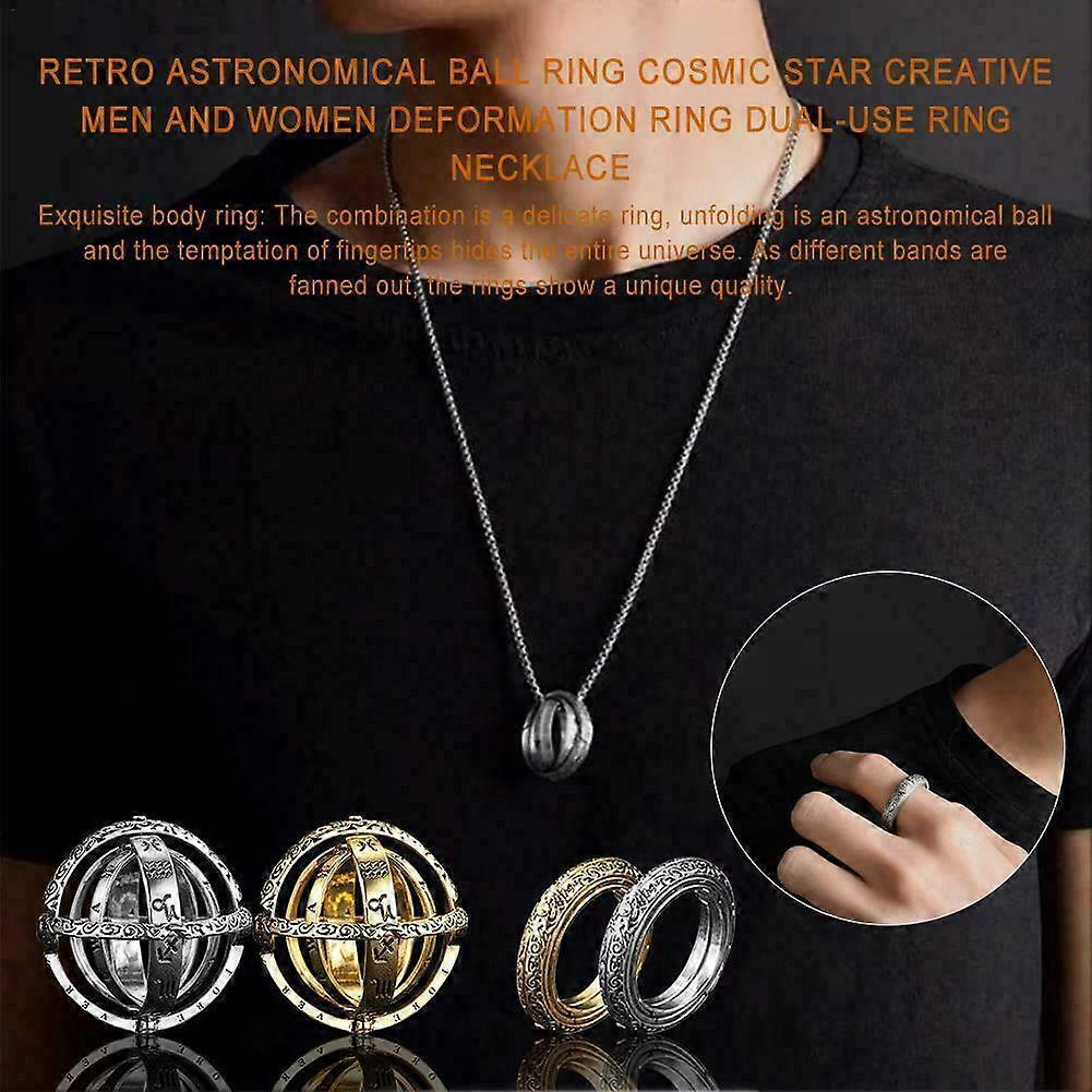 Astro Pendant Rings For Men Rotating Cosmic Vintage Astronomical Ball ...