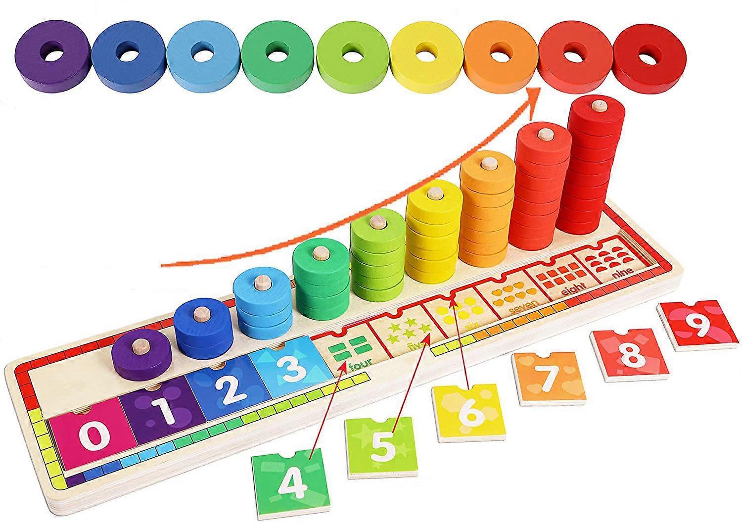 45-Piece Wooden Sorting Counting Toy for 3-Year-Old Kids - Develops ...