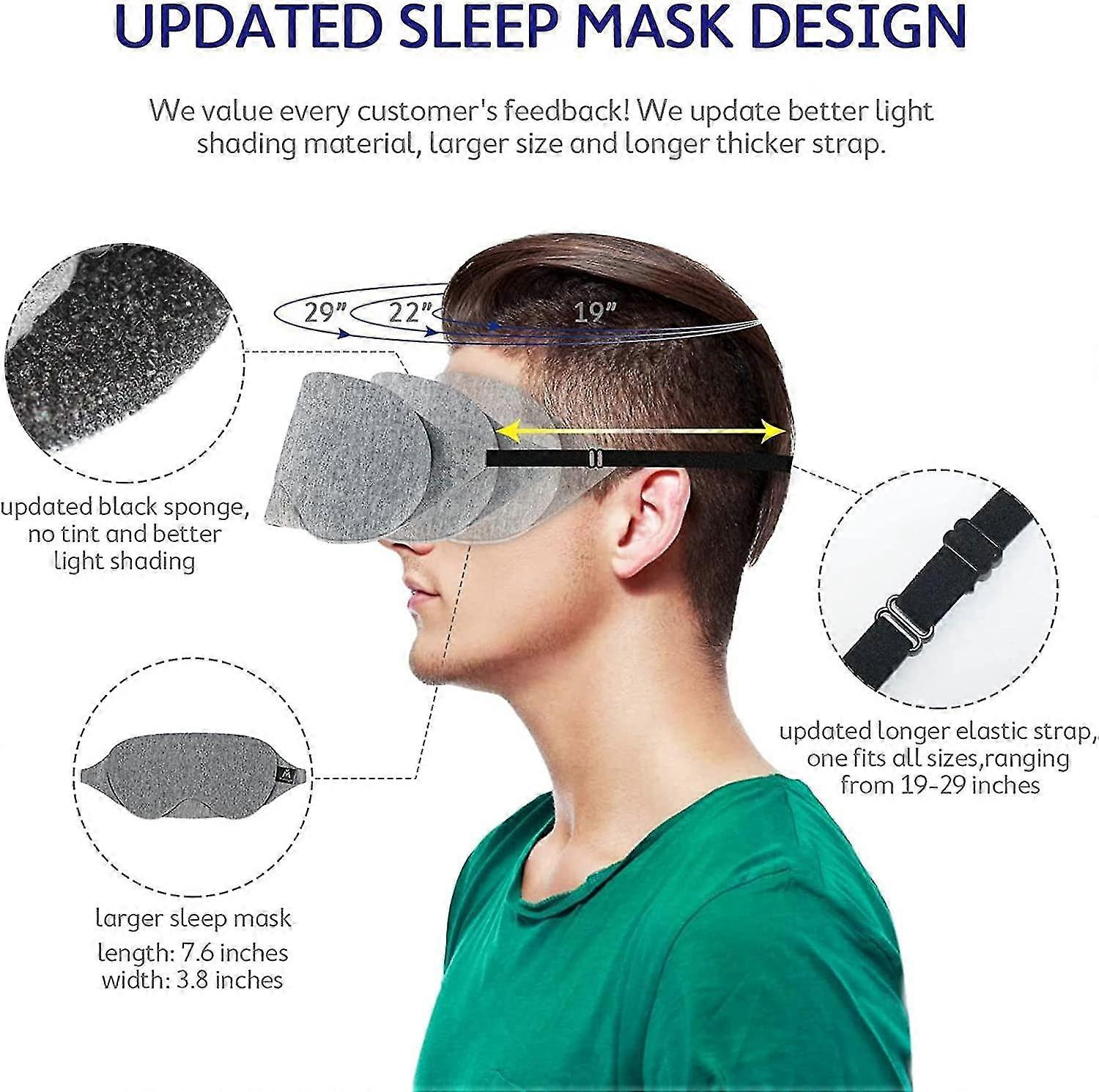 Huncv Mavogel Cotton Sleep Eye Mask - Light-blocking sleep mask with ...