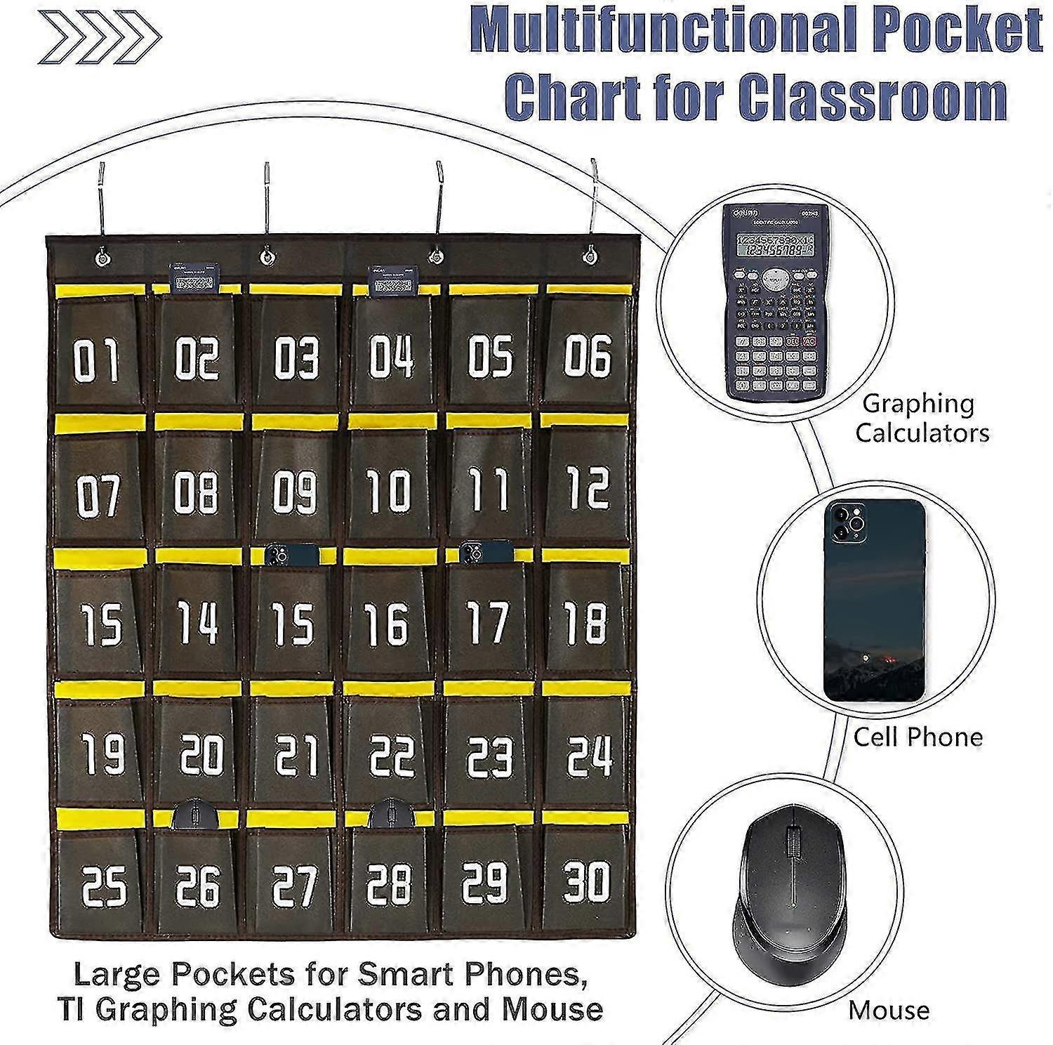 numbered classroom sundries closet pocket chart for cell phones holder ...