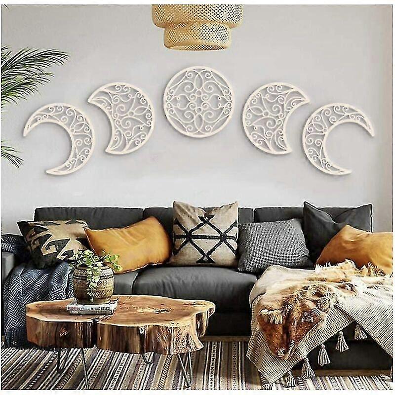 Moon Decor Wall Decor Moon Look Wall Decor (5 Pieces) Nordic Wood Moon ...