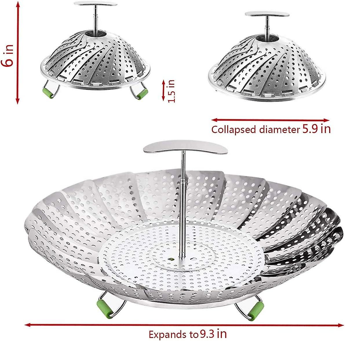 Food Steamer Basket, Stainless Steel Kitchen Steamer Collapsible ...