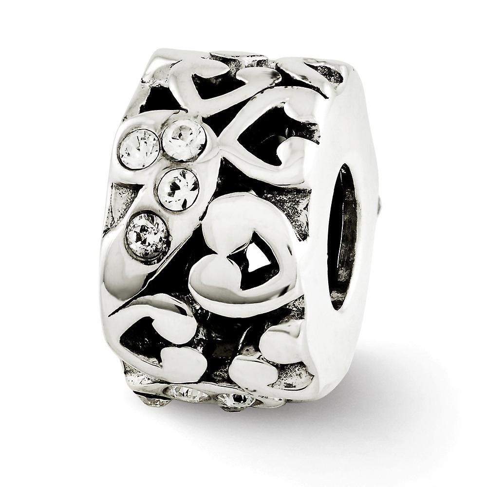 925 Sterling Silver Polished Artisan Oxidized Reflections Crystal Bead ...