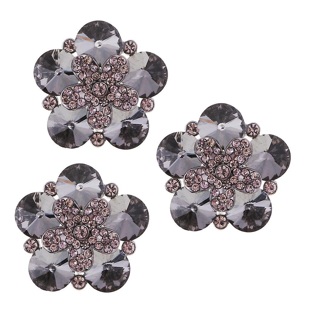 3pcs Crystal Rhinestone Flower Shank Buttons Embellishment Craft Decor ...