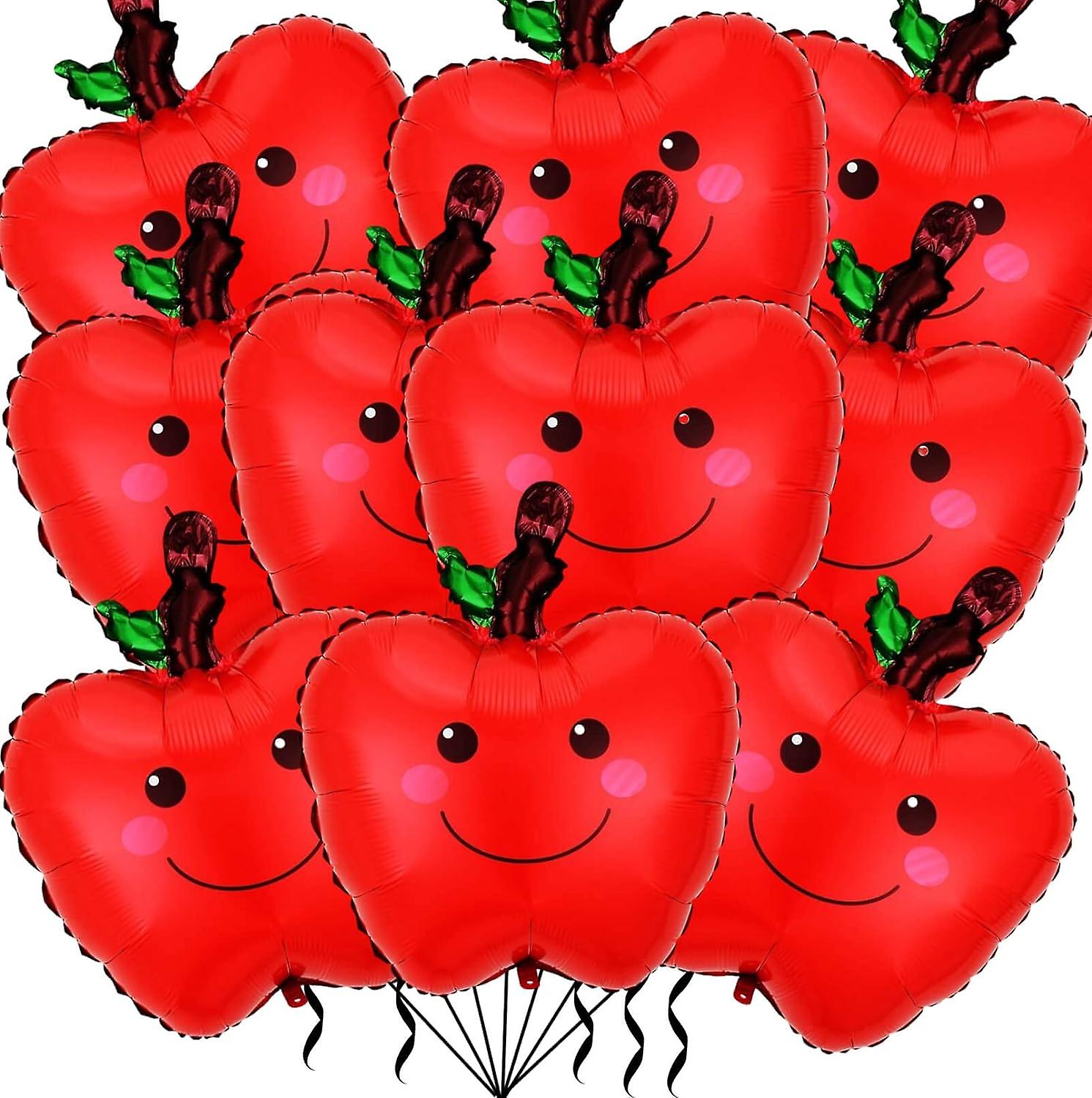 10 Pack Gaint Apples Foil Balloons 18 Inch Cute Helium Mylar Apples ...