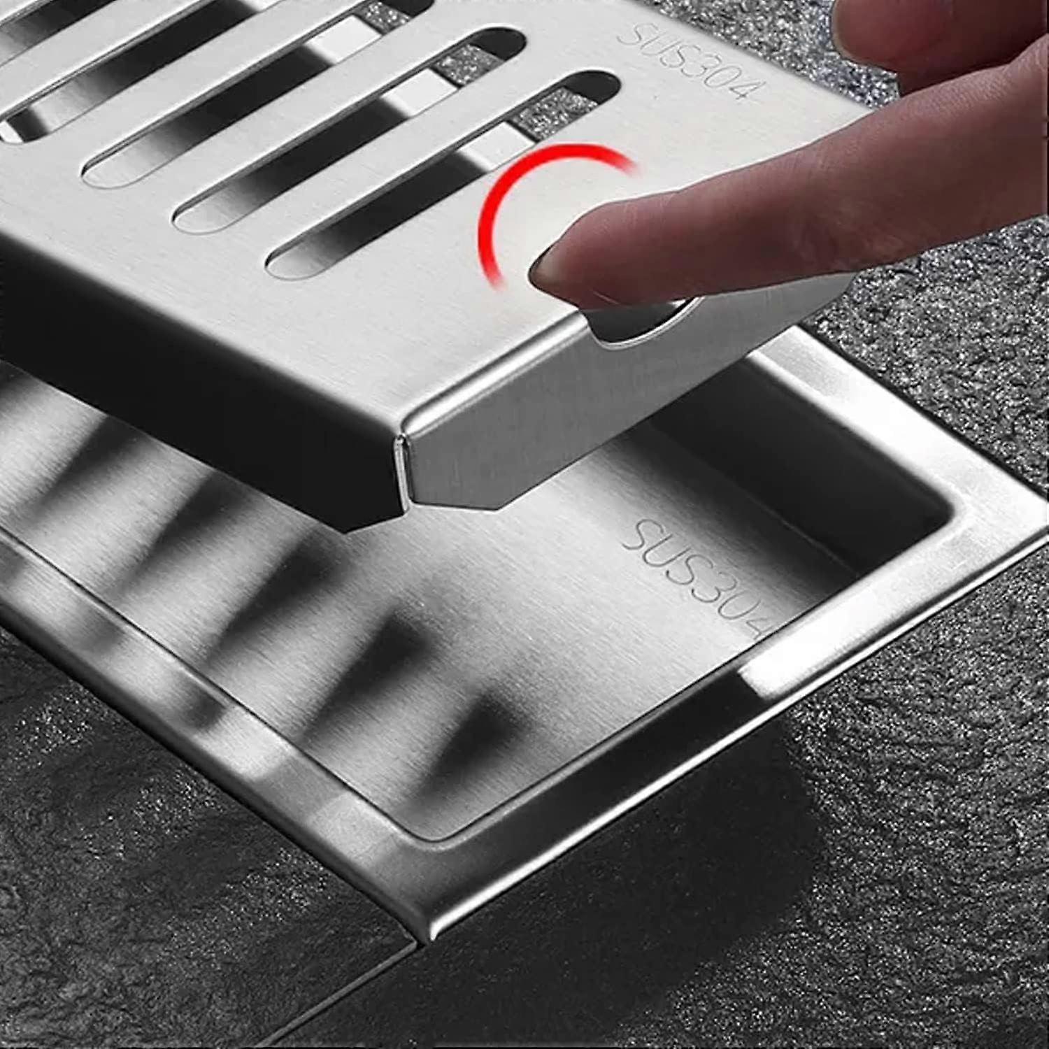 For Shower Gutter - 20 x 10 cm Rectangular Floor Drain with Stainless ...