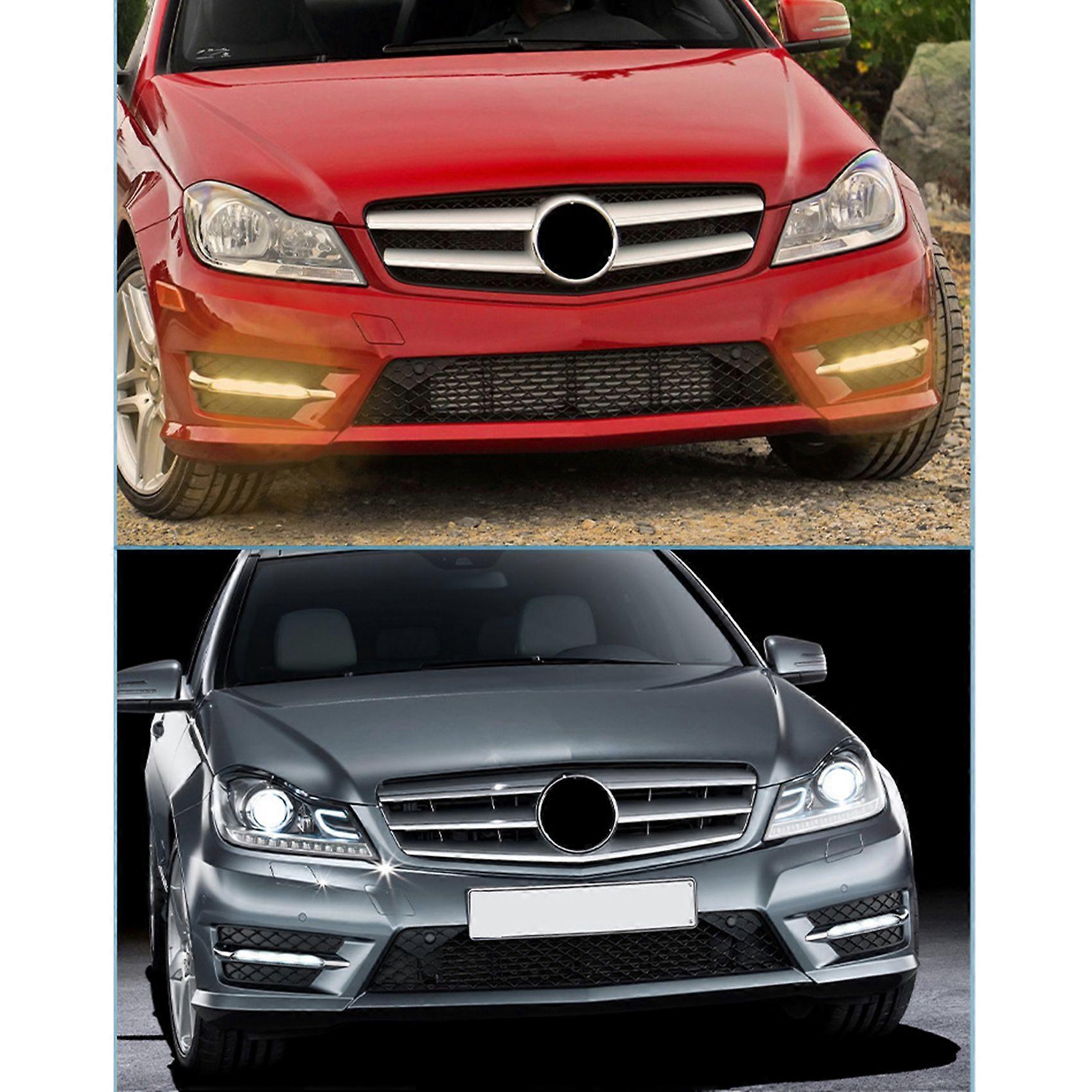 Car Front Bumper Grille Fog Lamp Cover Grille for W204 C-Class 2012 ...