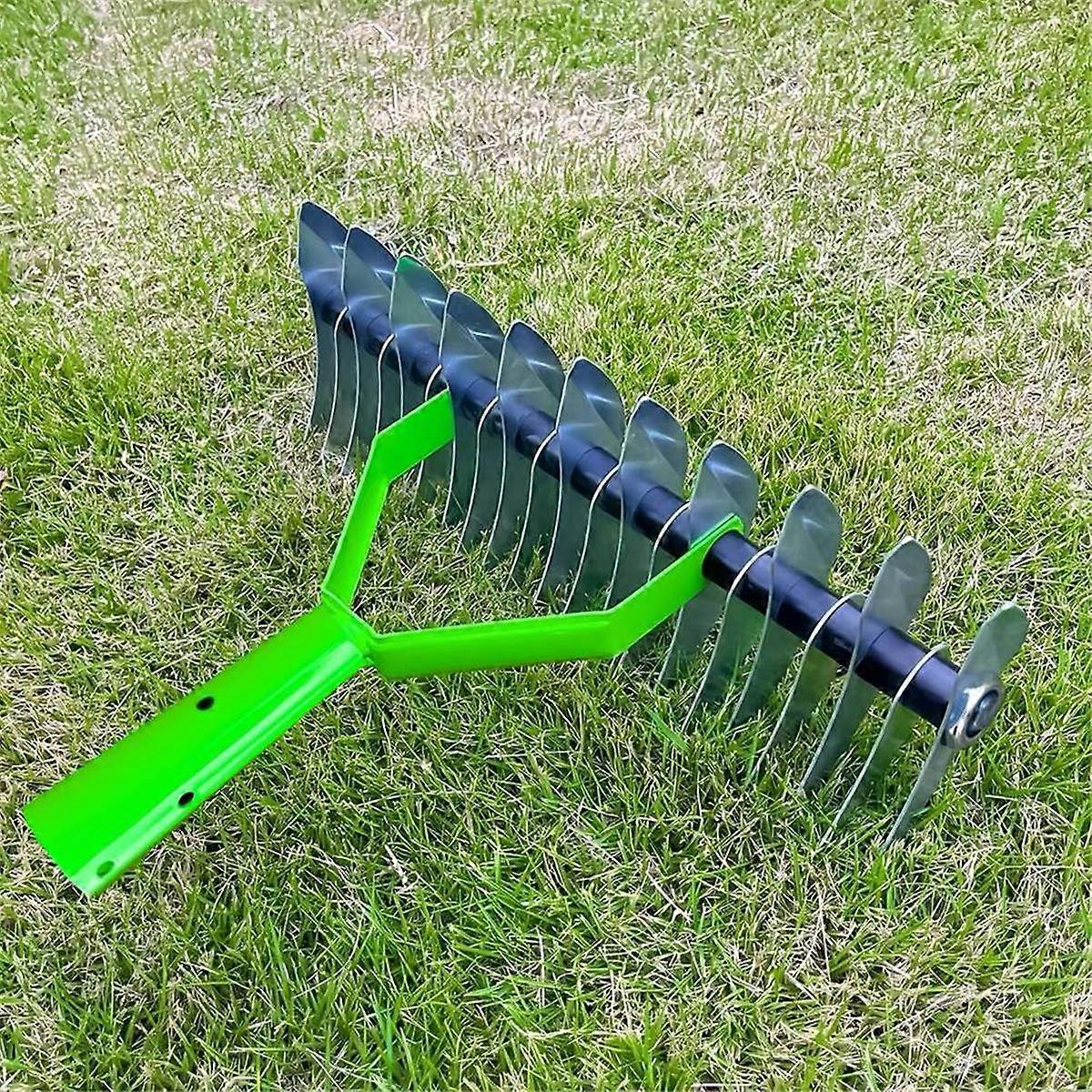 1.7M Lawn Hay Rake, Thatch Rake, Leaf Rake, Garden Descaling Rake ...