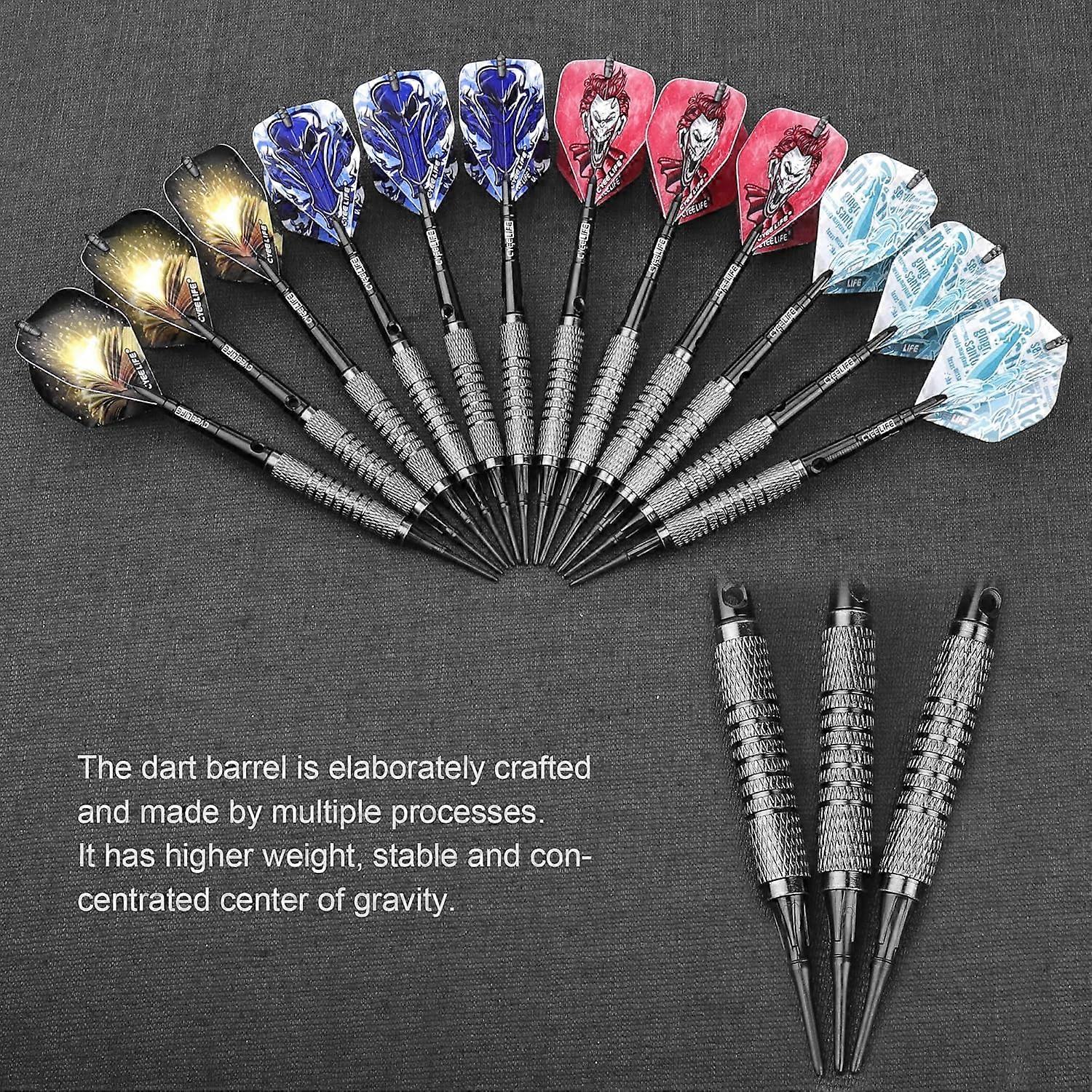 12g Soft tip Darts 12Packs with 4 Colors Fat Aluminium Shafts+100Tips ...