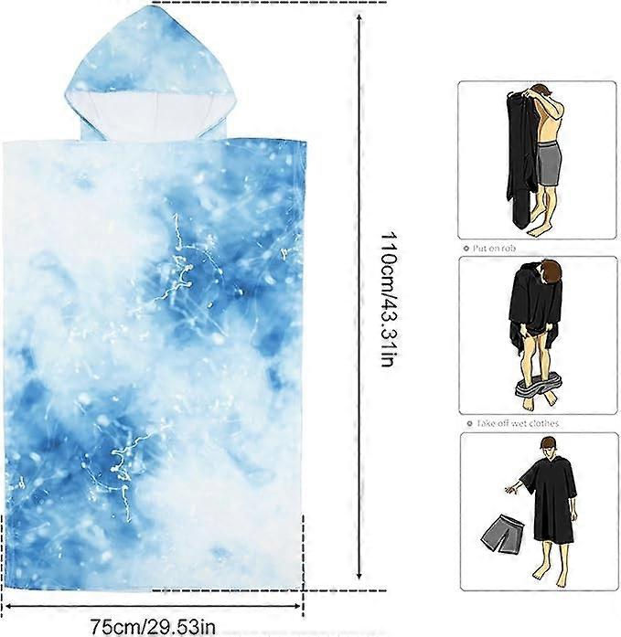 Surf Poncho Women Men, 75 x 110 cm Bath Poncho Adult Microfibre Beach ...