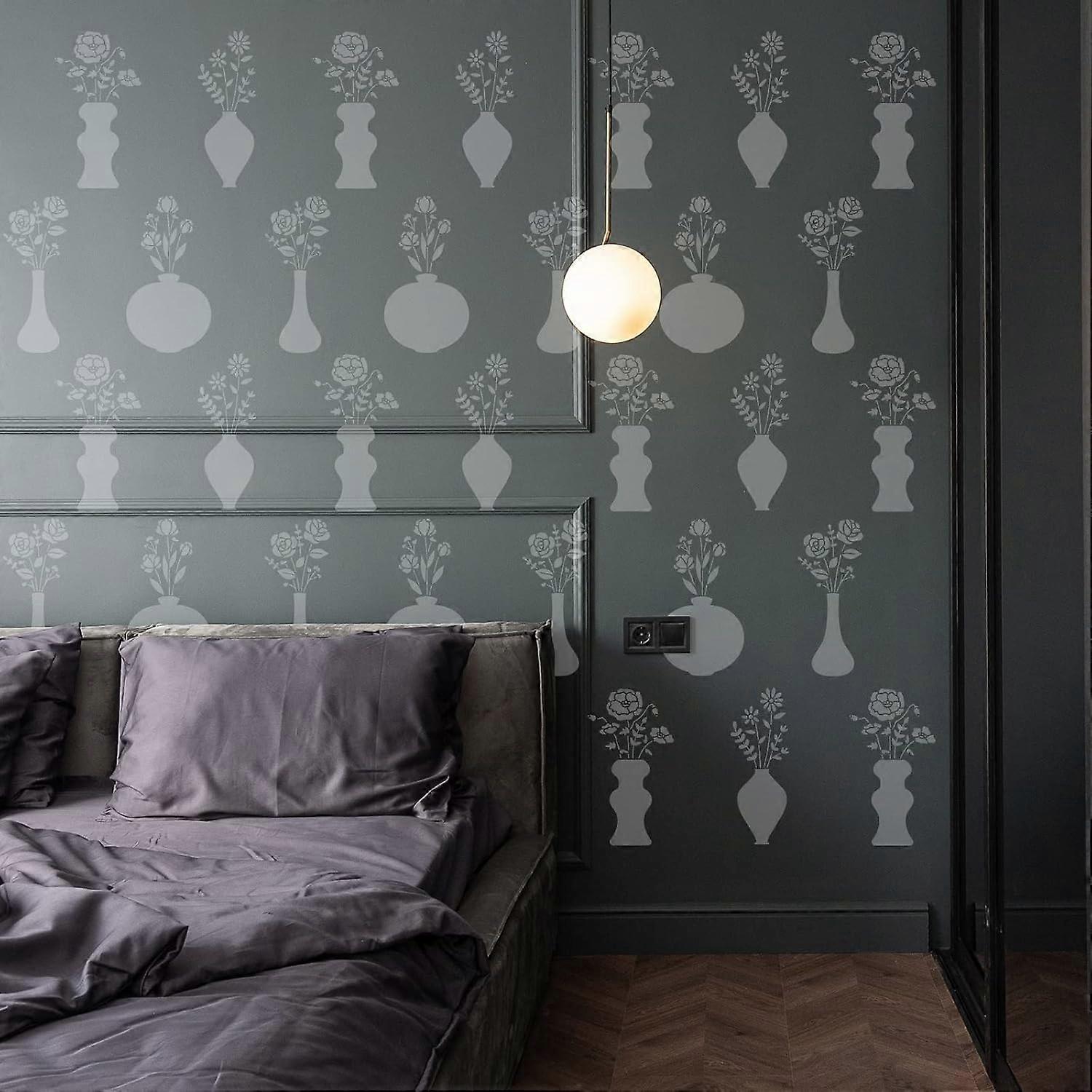 4 pcs Flowers in Vase Painting Stencil 8.3x11.7inch Reusable Flower ...