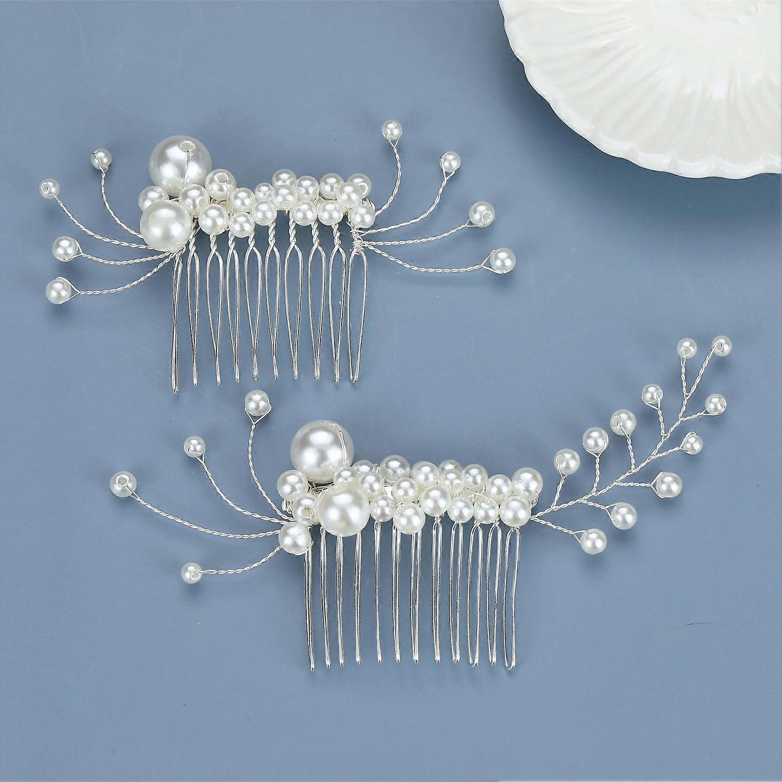 Bride Luxurious Hair Combs Clips Hair Fork Handmade KC Gold Messy Bun ...