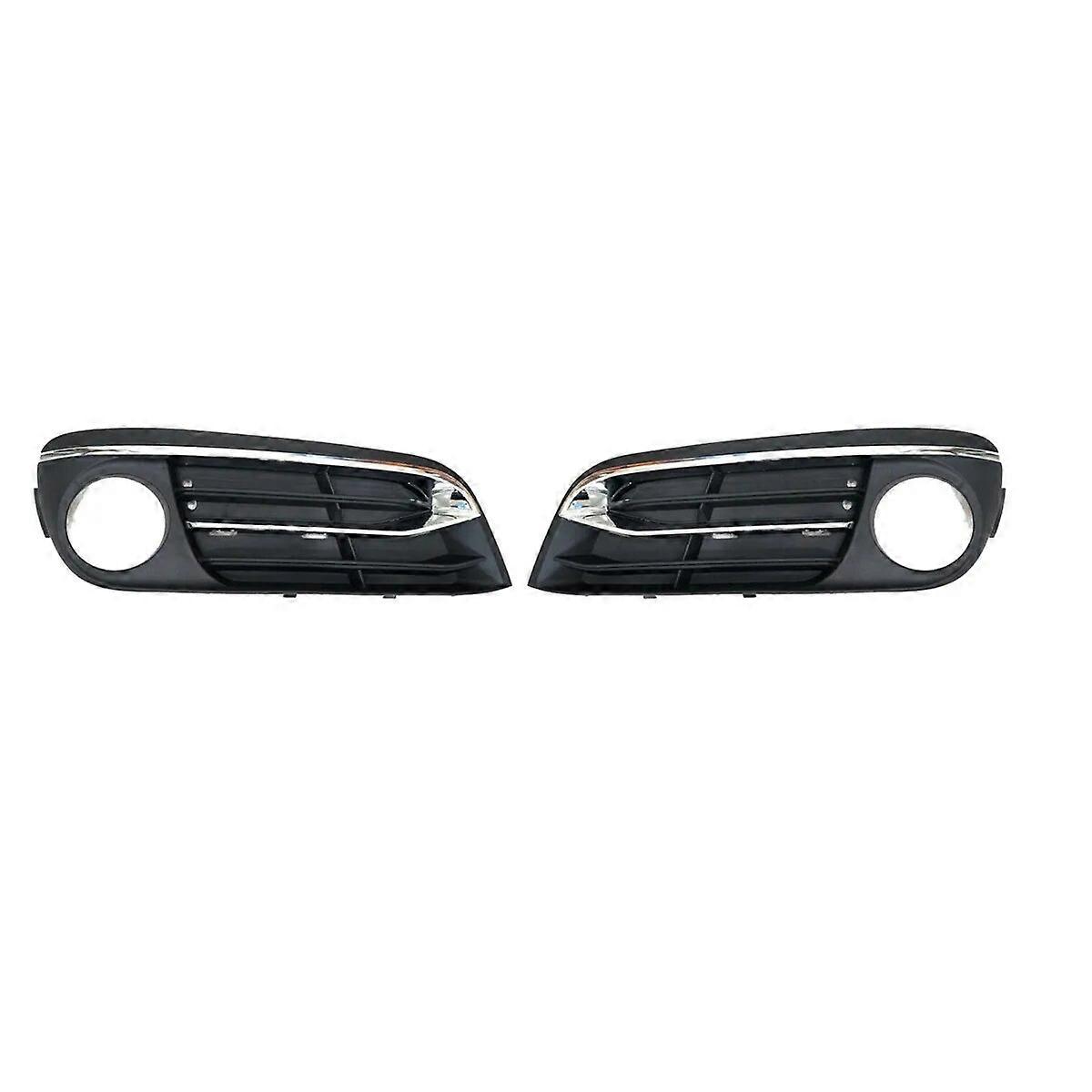 Pair Front Bumper Fog Light Chrome Grill Grille Trim Panel For BMW F10 ...