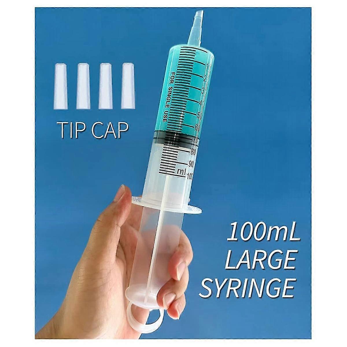 4 Pack 100ml Syringe With Cap, Individually Sterile Sealed Plastic ...