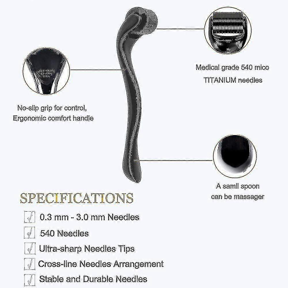 Derma Roller 1.0mm, 540 Titanium Microneedle Roller For Face Facial ...