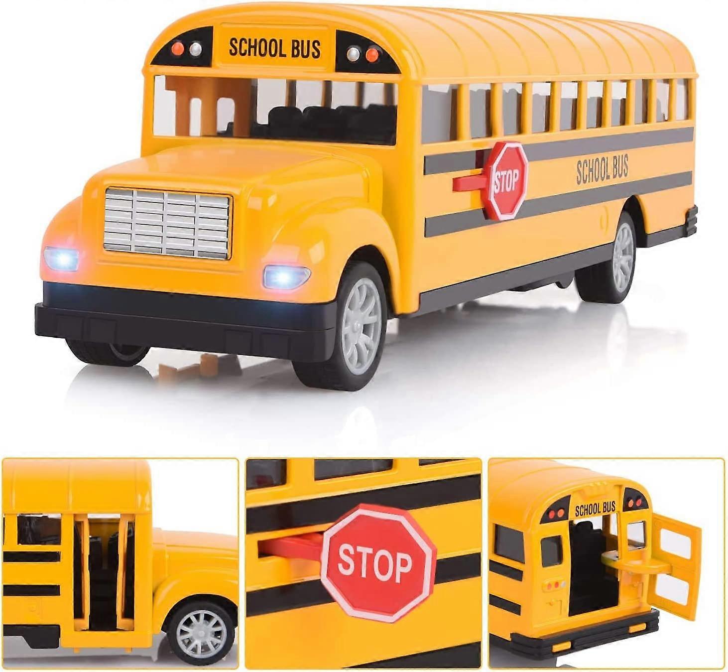 School Bus Toy for Toddlers, 8.5 inch Die Cast Pull Back Cars Yellow ...