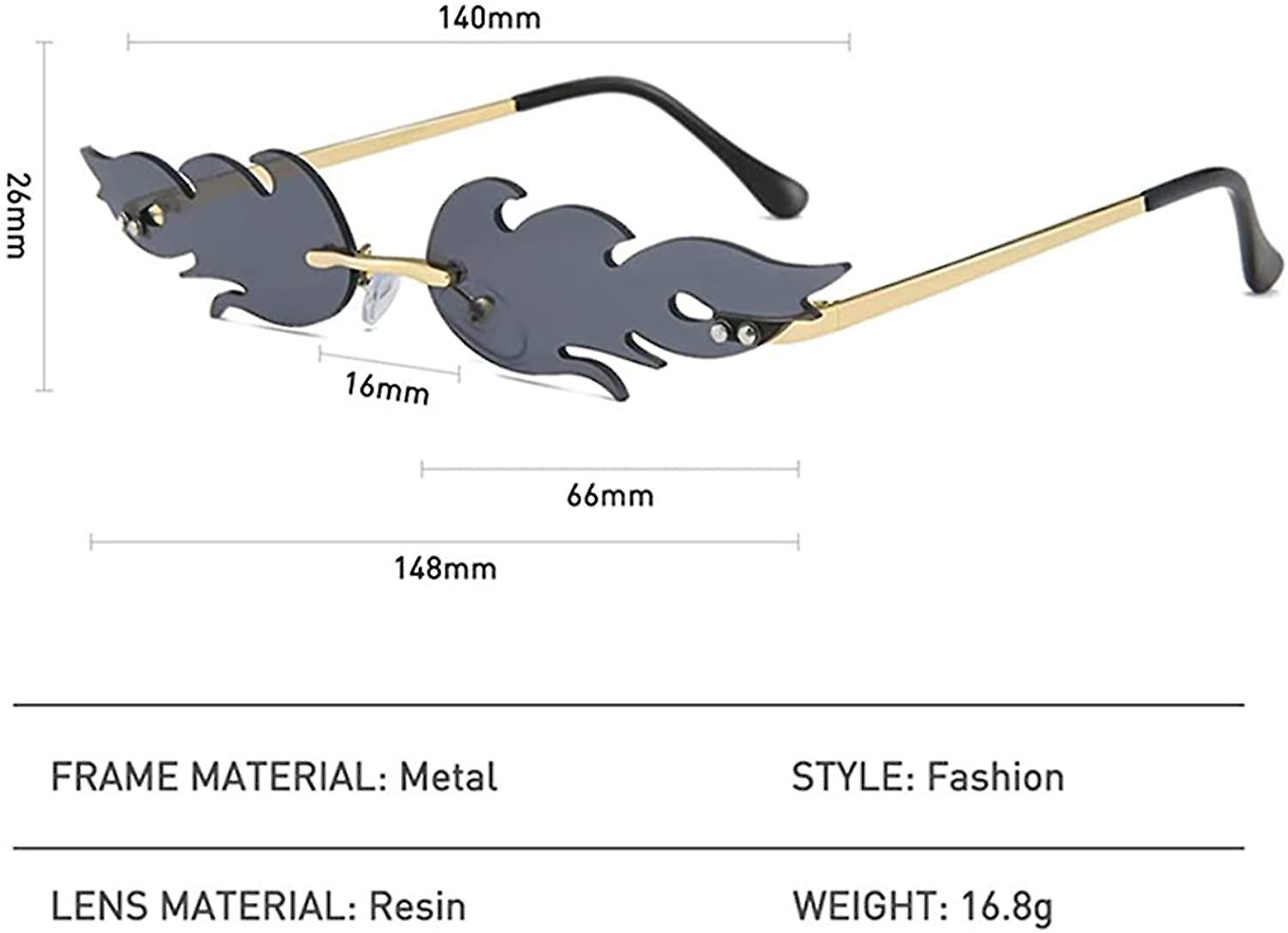 Fire Flame Sunglasses Rimless Wave Glasses Fire Shape Eyewear For ...