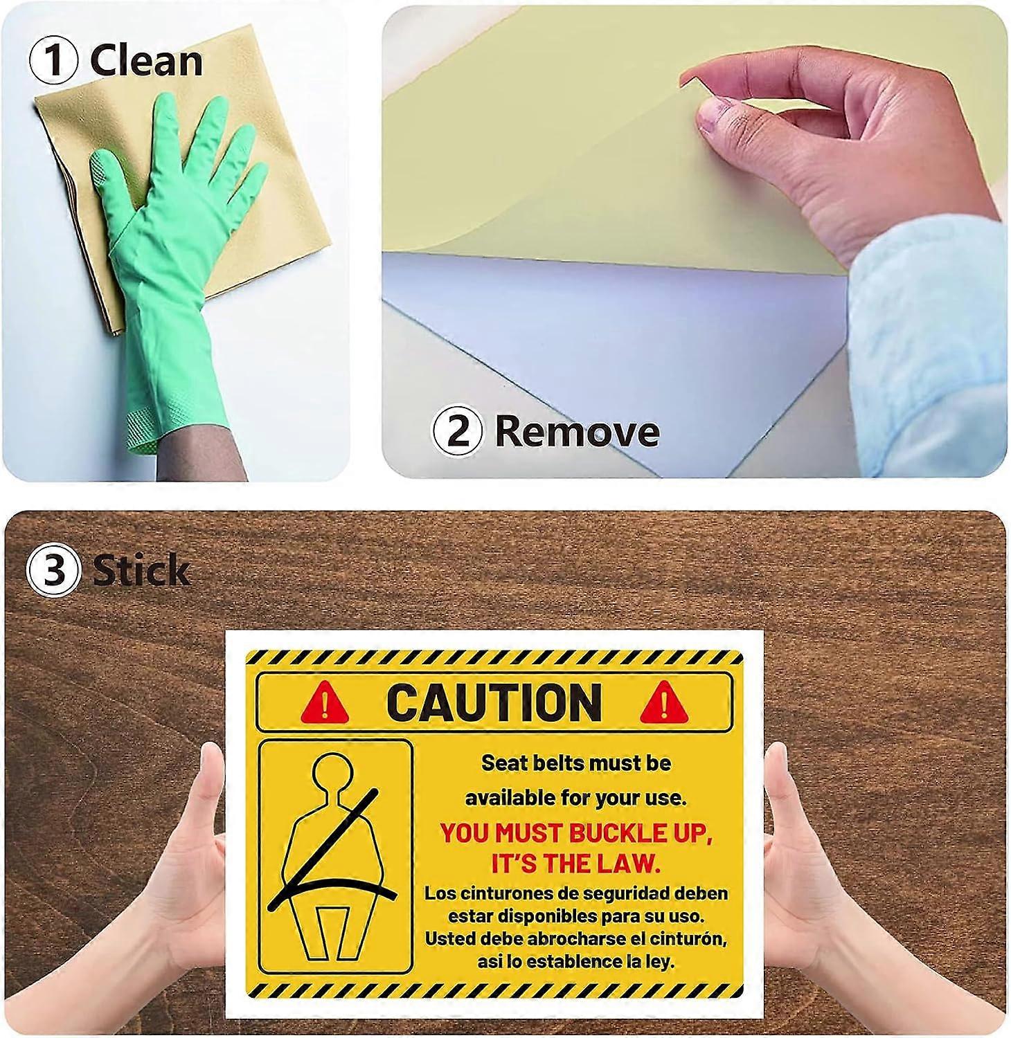 5Pcs Warning Sign Stickers You Must Buckle UP It's The Law Caution ...