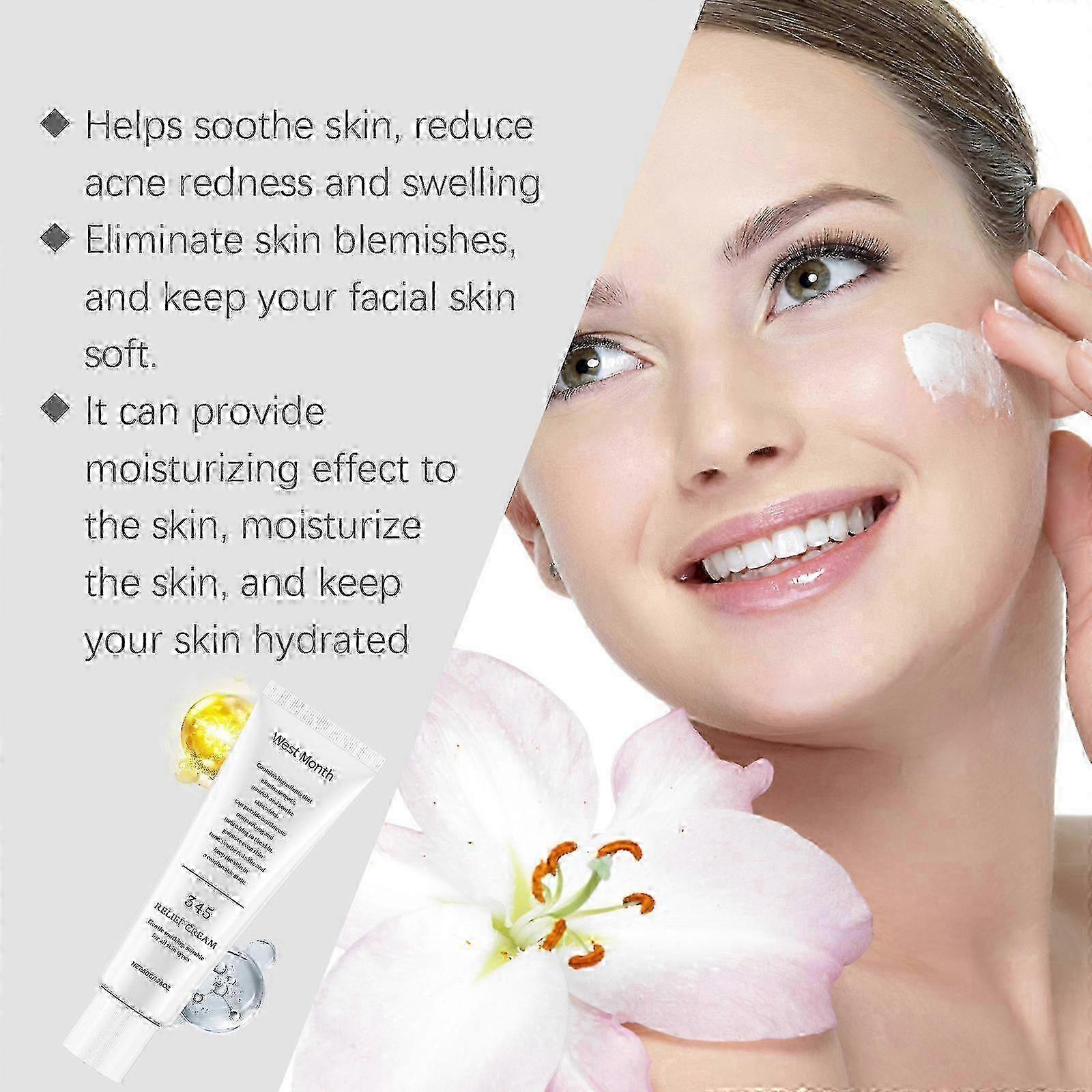 Relief Cream, Anti-Acne Moisturiser for the Face, Soothing Ointment ...